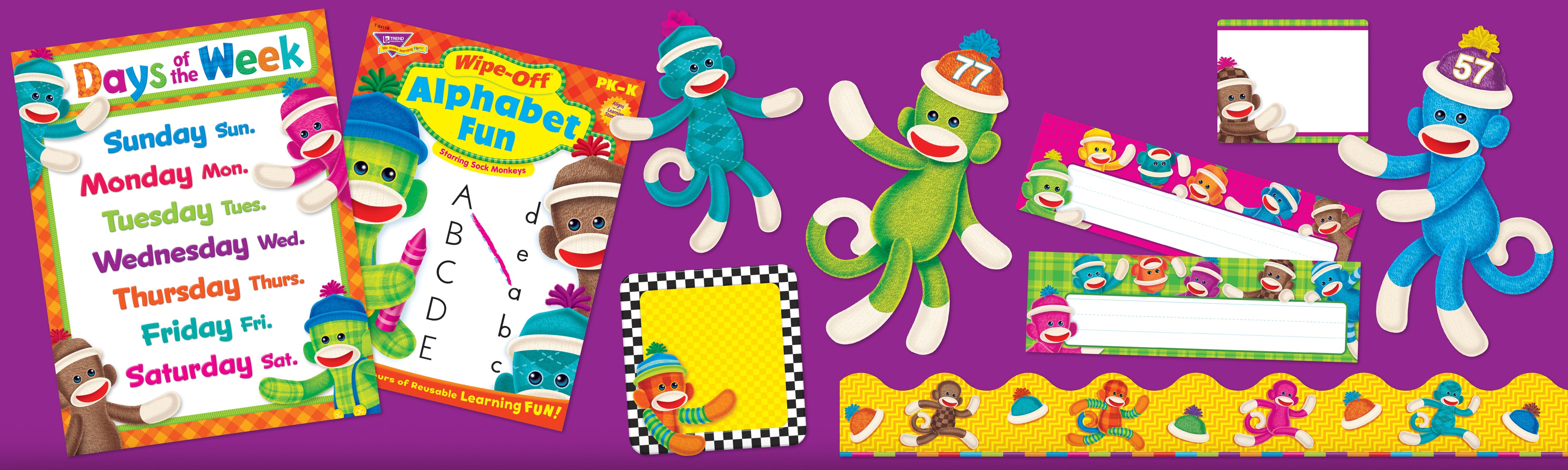 Colorful Sock Monkey Theme Decorations for Classroom | TREND ...