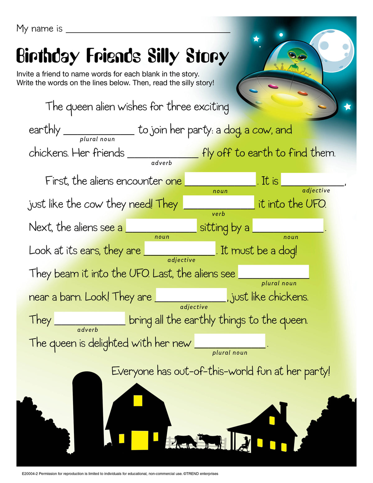 Free Printable Birthday Friends Silly Story — TREND enterprises