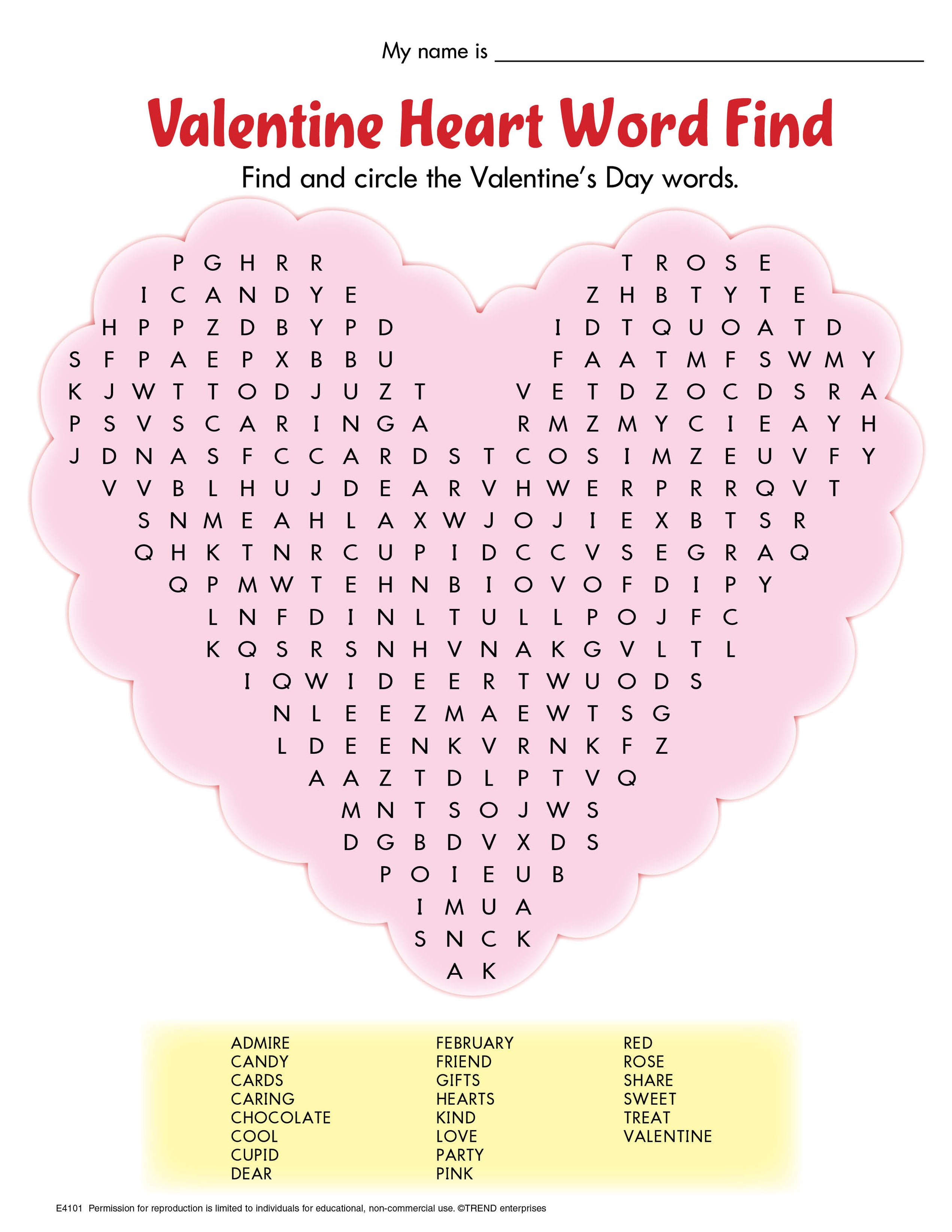 Free Printable Valentine Heart Word Find — TREND enterprises