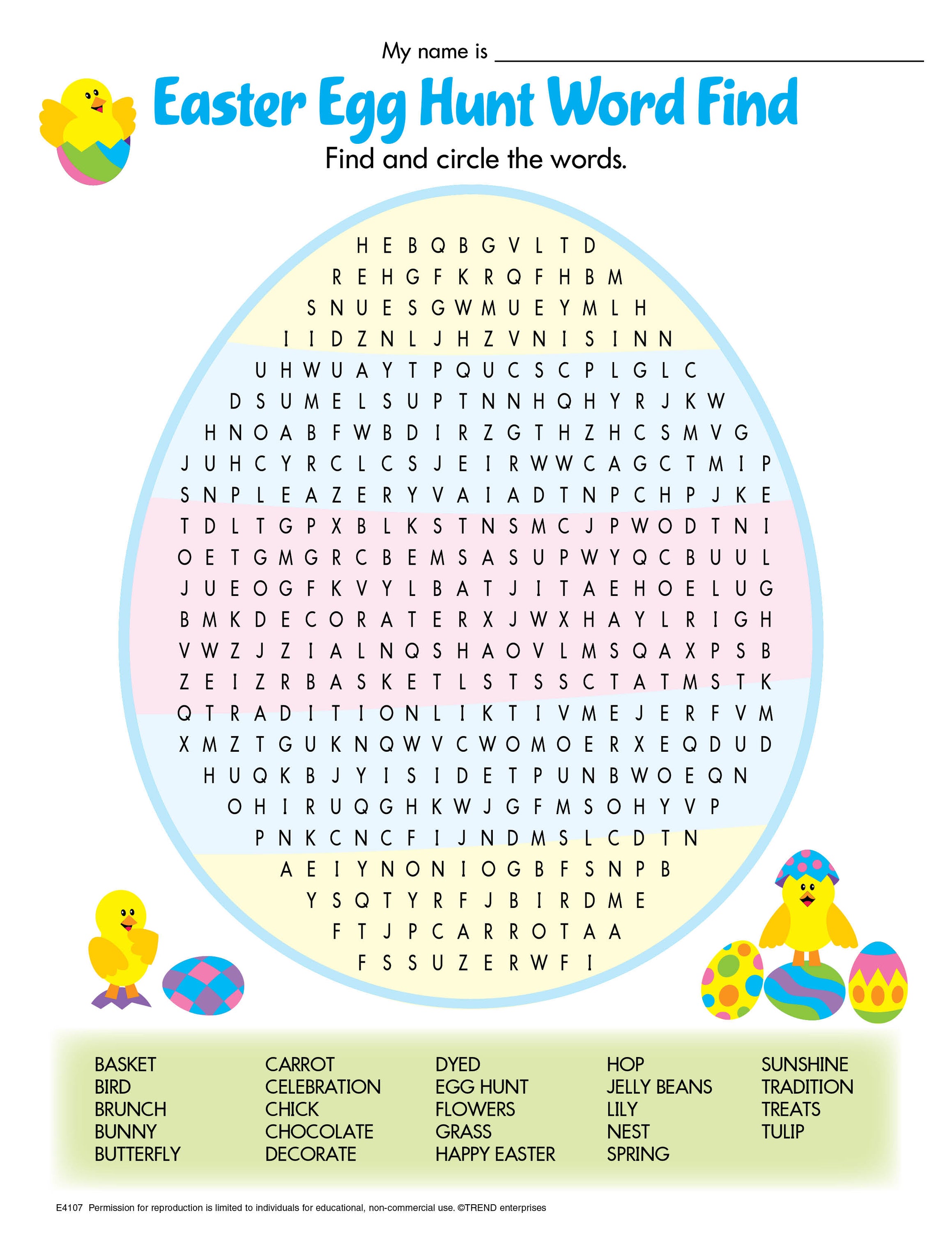 Free Printable Easter Egg Hunt Word Find E4107 — TREND enterprises