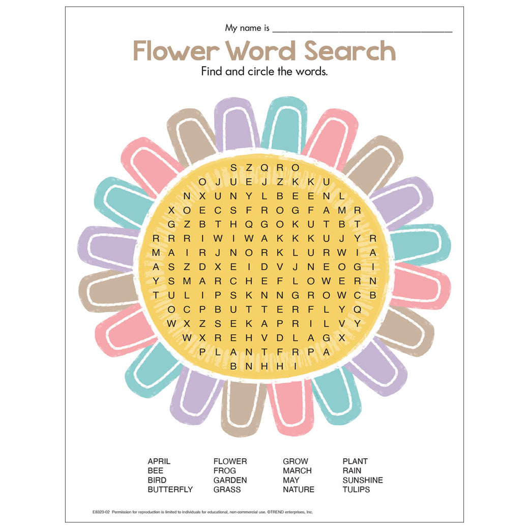 Free Printable Flower Word Search — TREND enterprises, Inc.