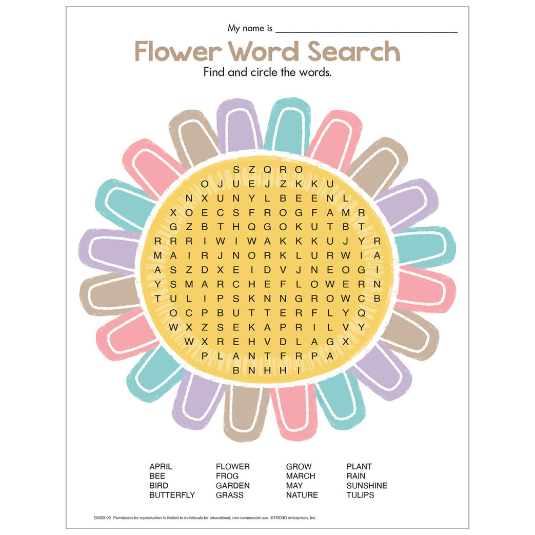 Free Printable Flower Word Search — TREND enterprises, Inc.