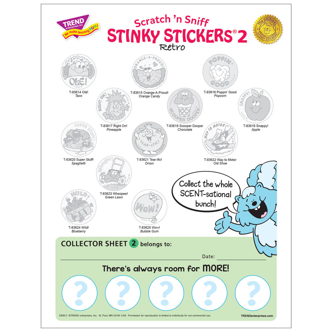 Retro Stinky Stickers Collector Sheet Series 1-2-3 Free Printable E836 ...