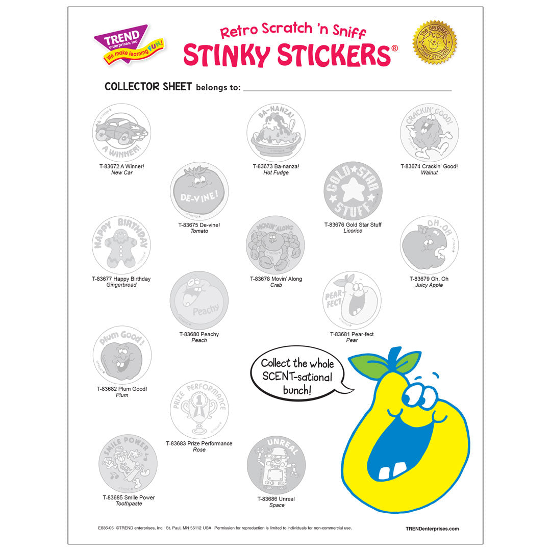Retro Stinky Sticker Collector Sheet Summer '25 Free Printable E836-05 ...
