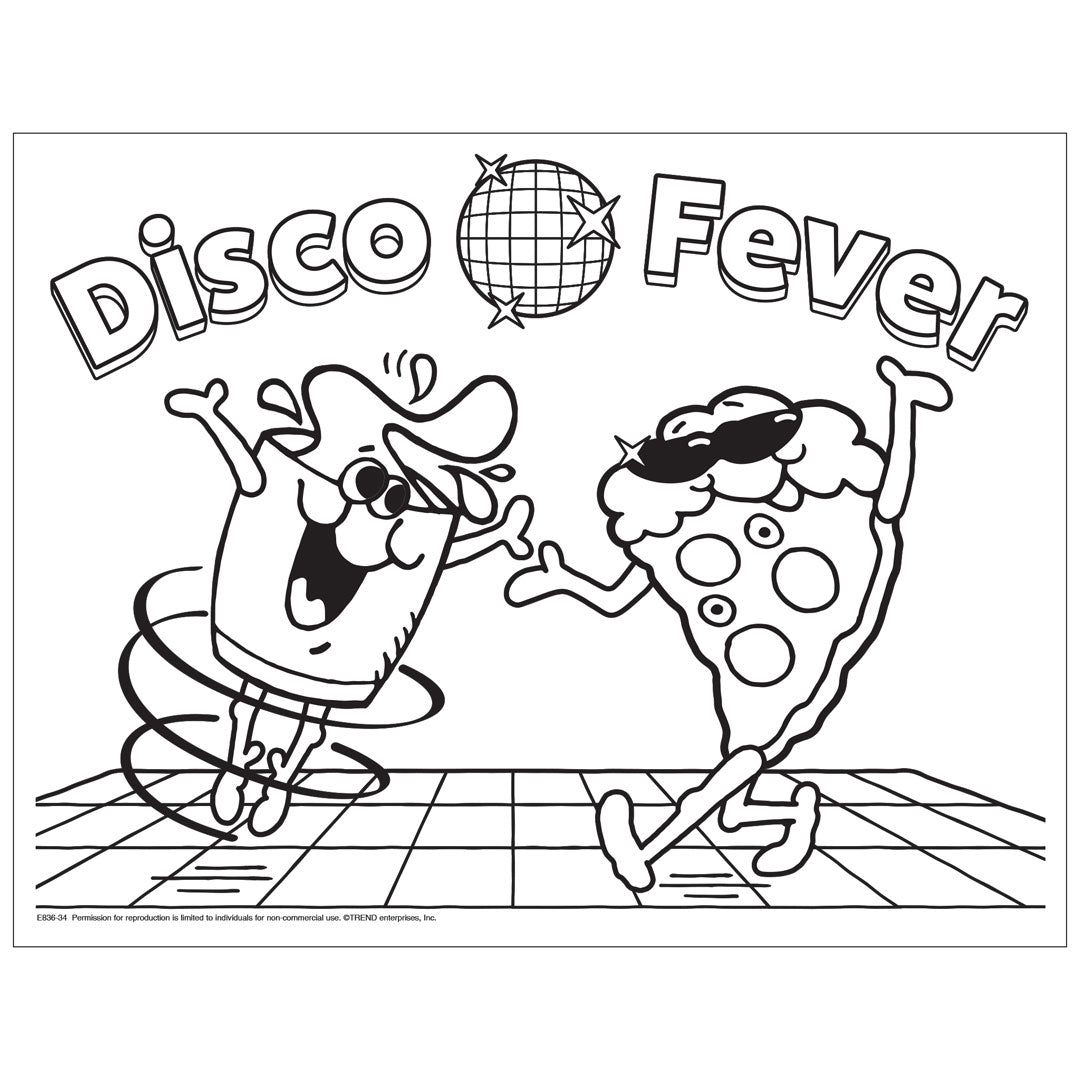 Free Printable Disco Fever Retro Stinky Stickers Coloring Sheet — TREND ...