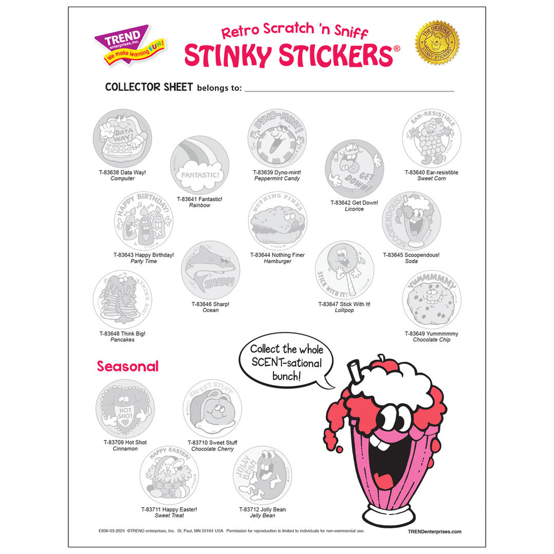 Retro Stinky Sticker Collector Sheet Summer '24 Free Printable E836-03 ...