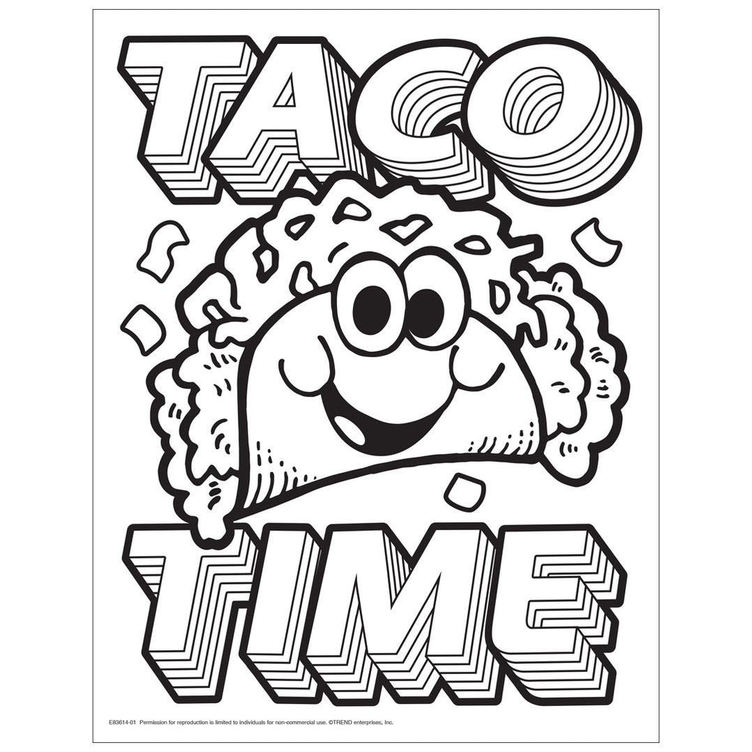 Free Printable Taco Time Retro Stinky Stickers Coloring Sheet — TREND ...