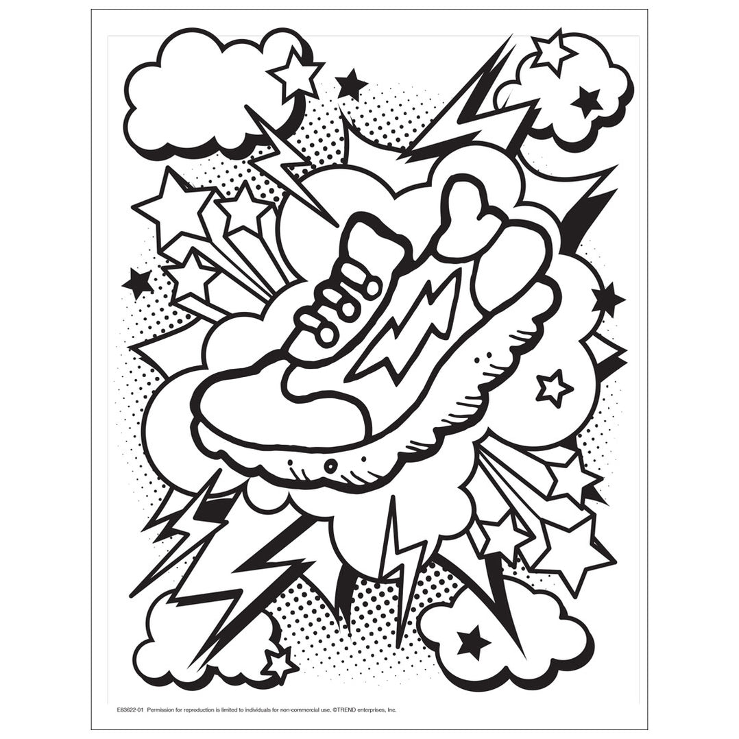 Free Printable Smelly Shoe Retro Stinky Stickers Coloring Sheet — TREND ...