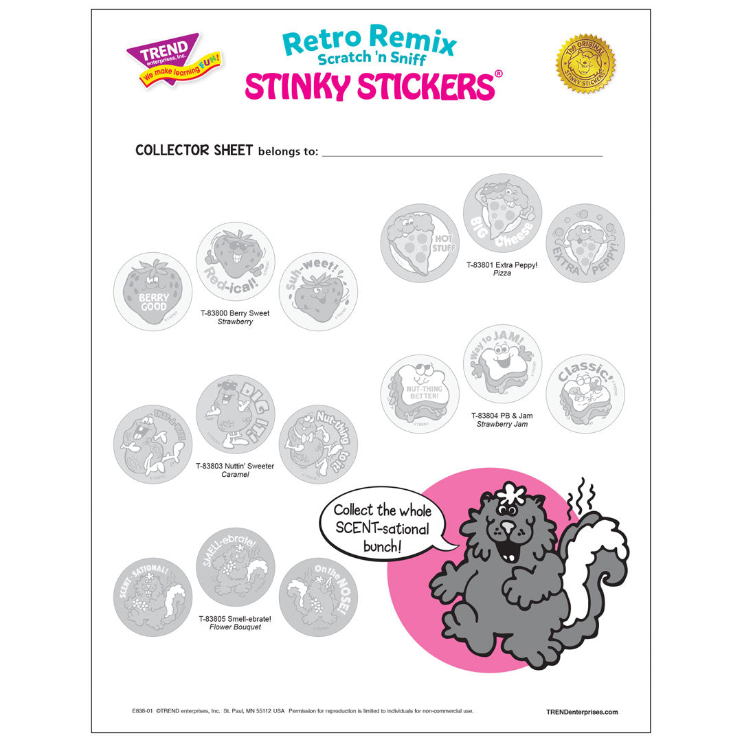 Retro Remix Stinky Sticker Cllctr Sheet Smr '25 Free Printable E838-01 ...