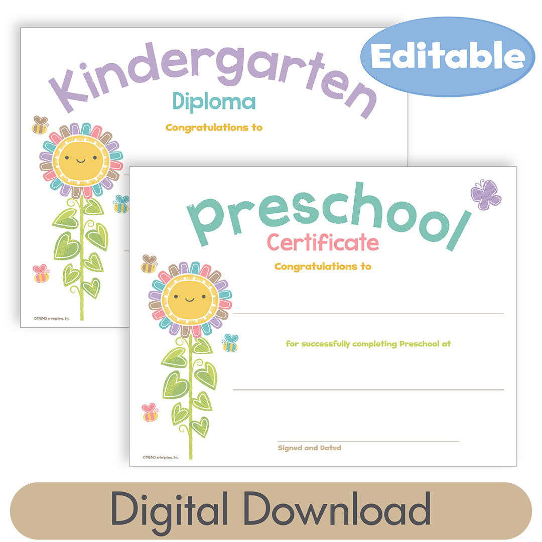 Editable Kindergarten Diplomas Printable