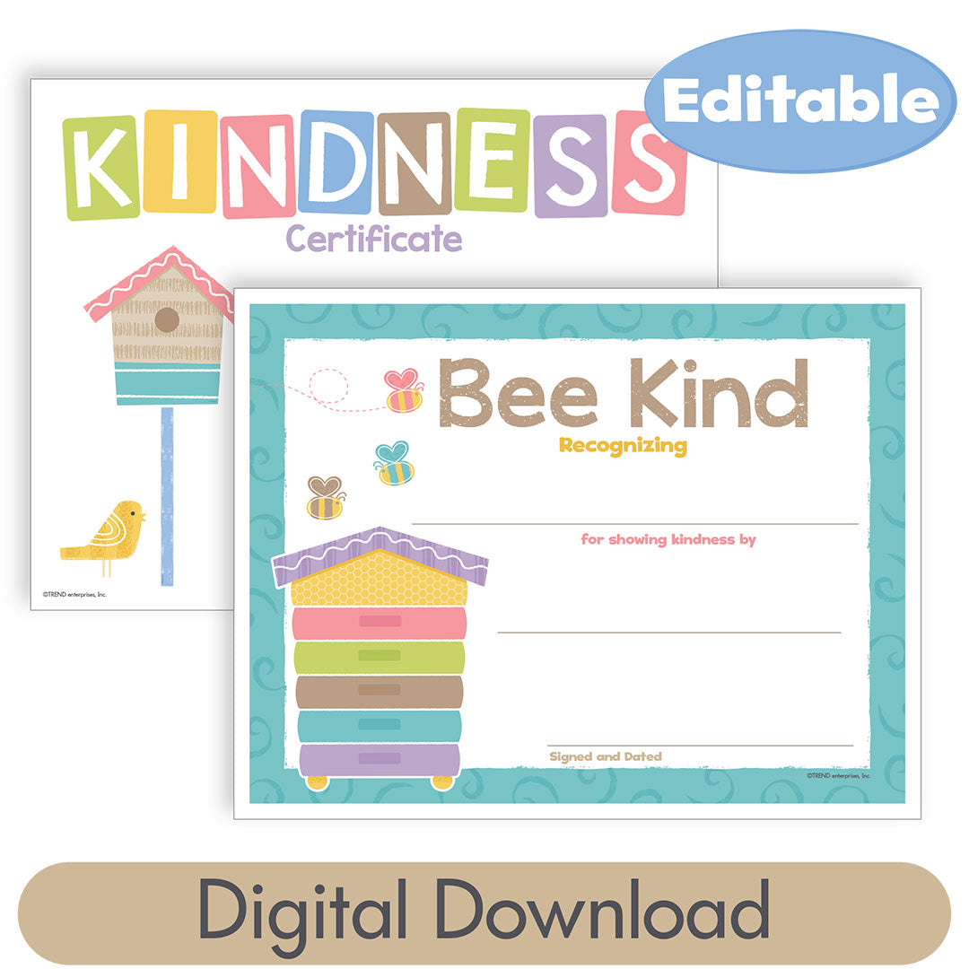 Digital Kindness Certificate Bee Kind Award Good to Grow P11935 — TREND ...