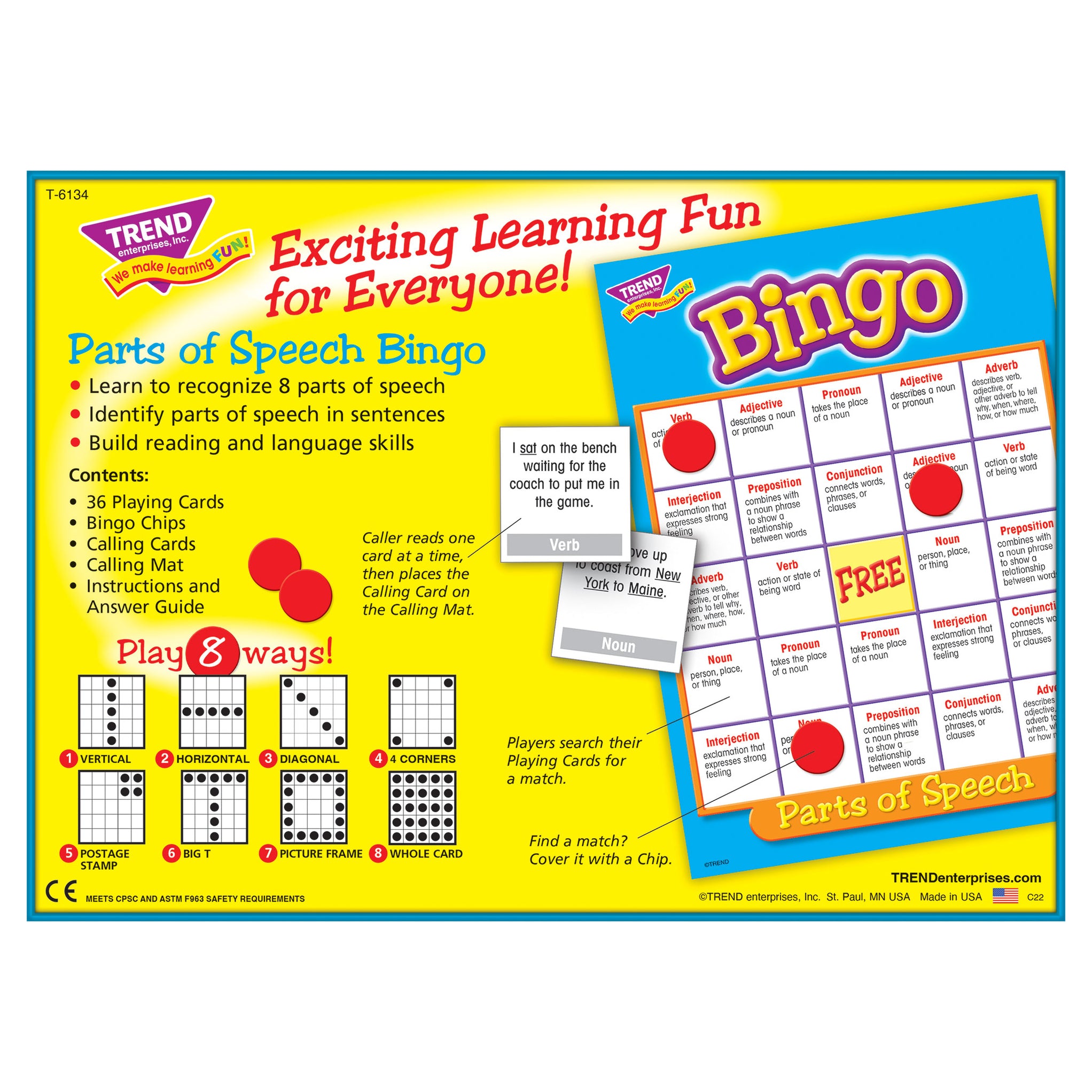 Bingo Game Parts of Speech T6134 — TREND enterprises, Inc.