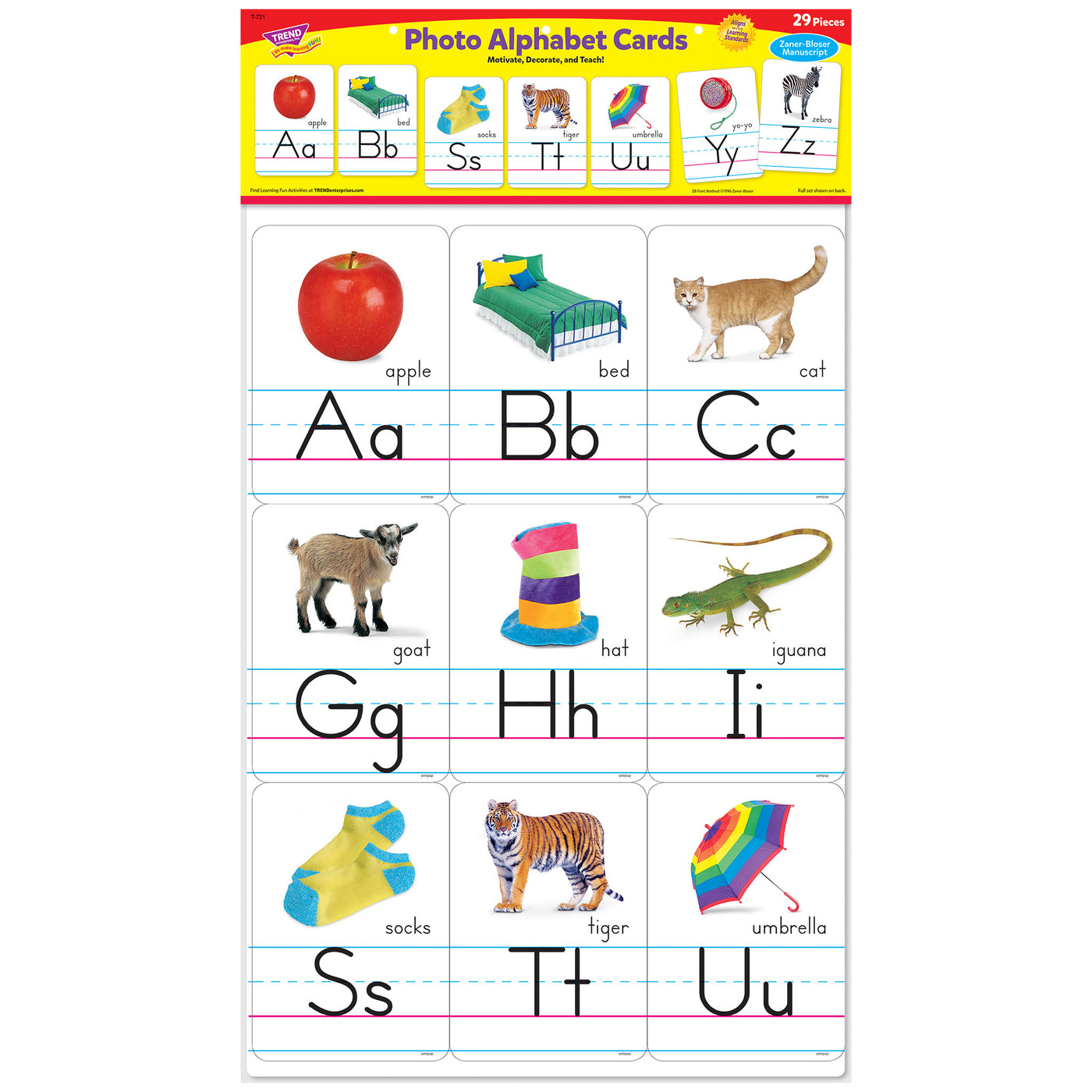 Bulletin Board Set Photo Alphabet Cards Zaner-Bloser Manuscript T721 ...