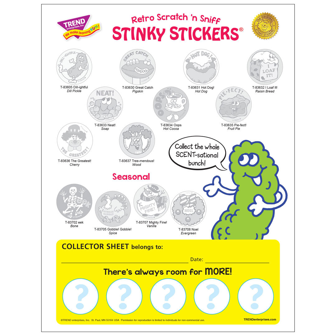 Retro Stinky Stickers Collector Sheet Spring 2024 Free Printable E836 ...
