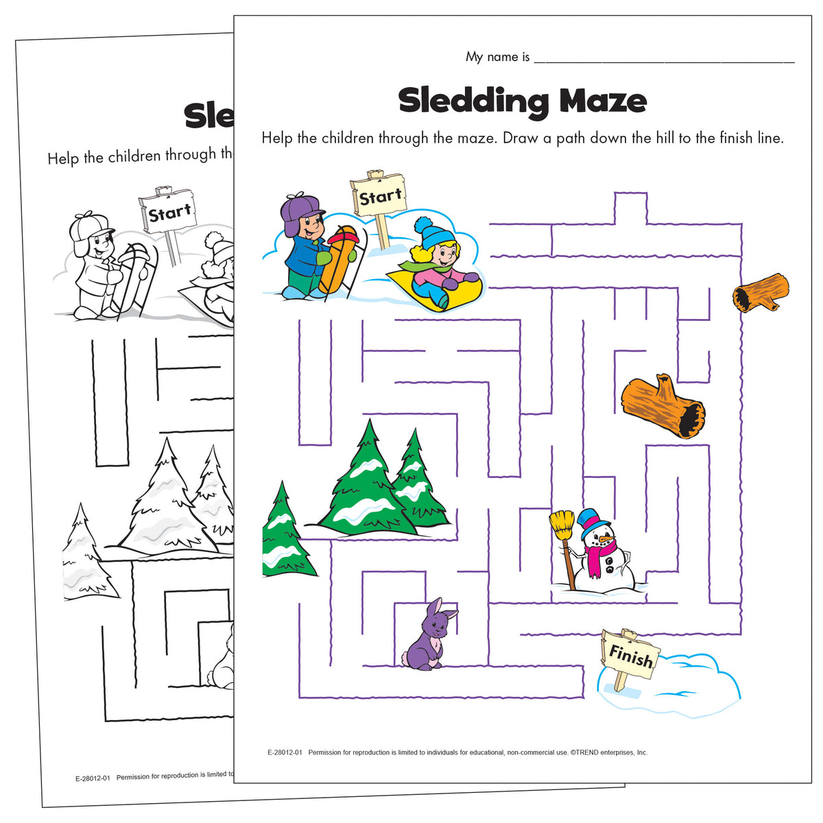 Winter Sledding Maze Coloring Activity Free Printable E28012-01 — TREND ...