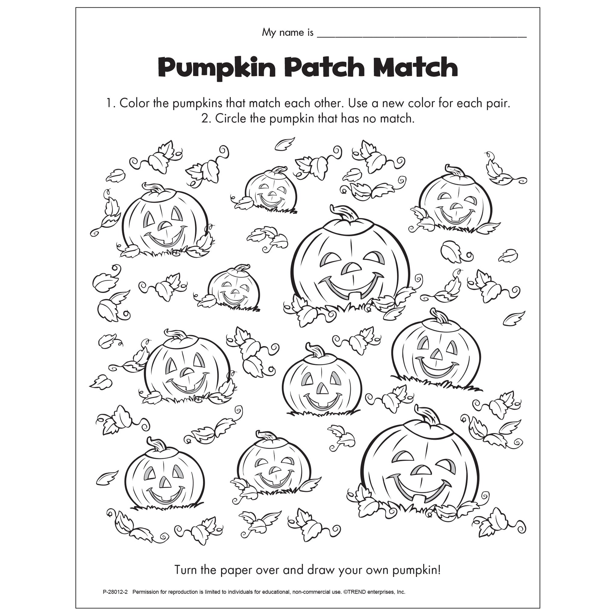 Free Printable Pumpkin Patch Match Halloween Coloring Activity — TREND ...
