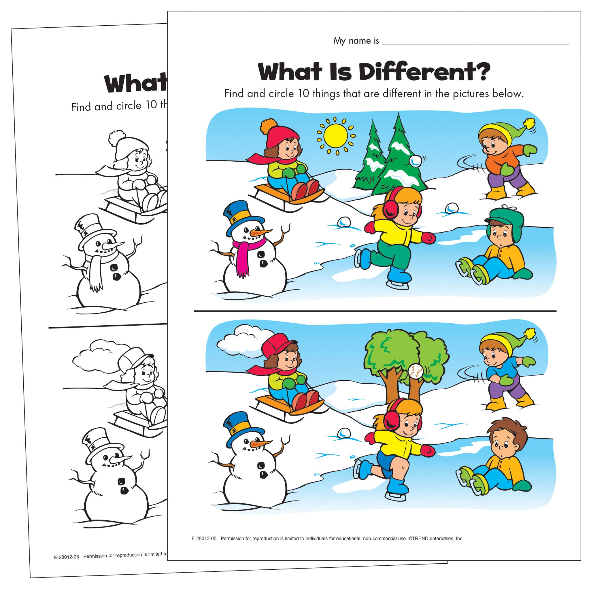 Winter Fun Spot the Difference Activity Page Free Printable E28012-05 ...