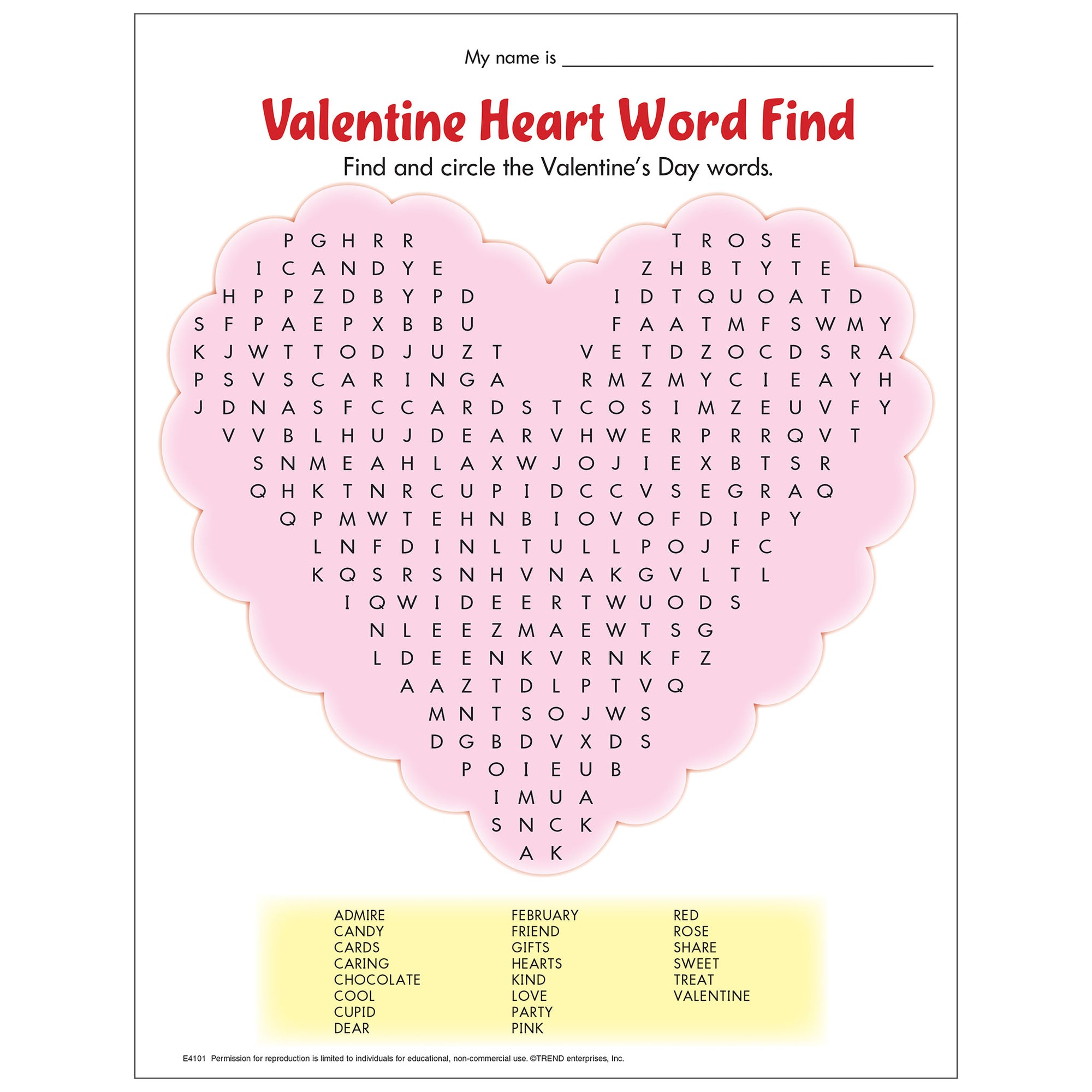 Free Printable Valentine Heart Word Find — TREND enterprises, Inc.
