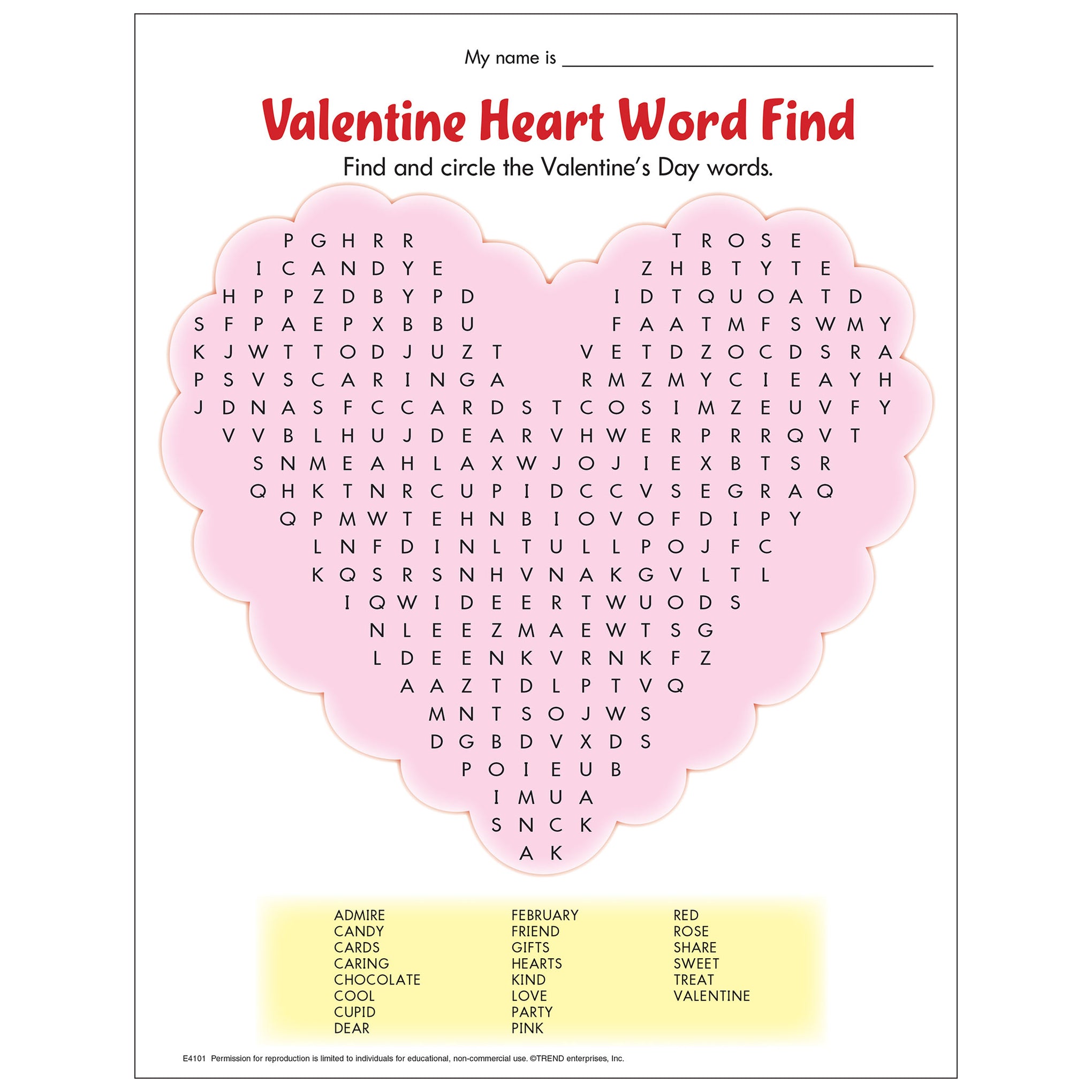 Free Printable Valentine Heart Word Find — TREND enterprises, Inc.
