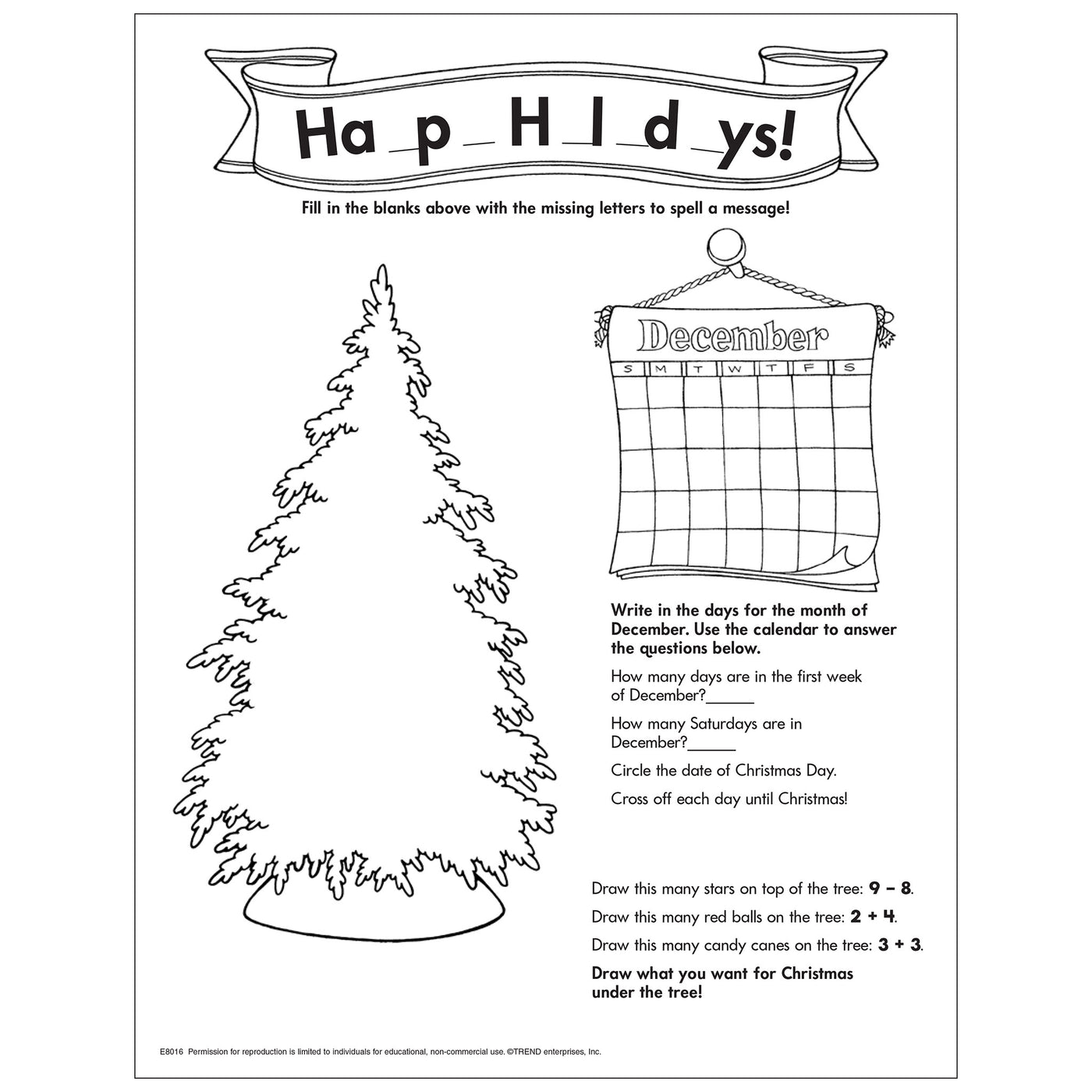 Happy Holidays Activity Sheet Free Printable — TREND enterprises, Inc.