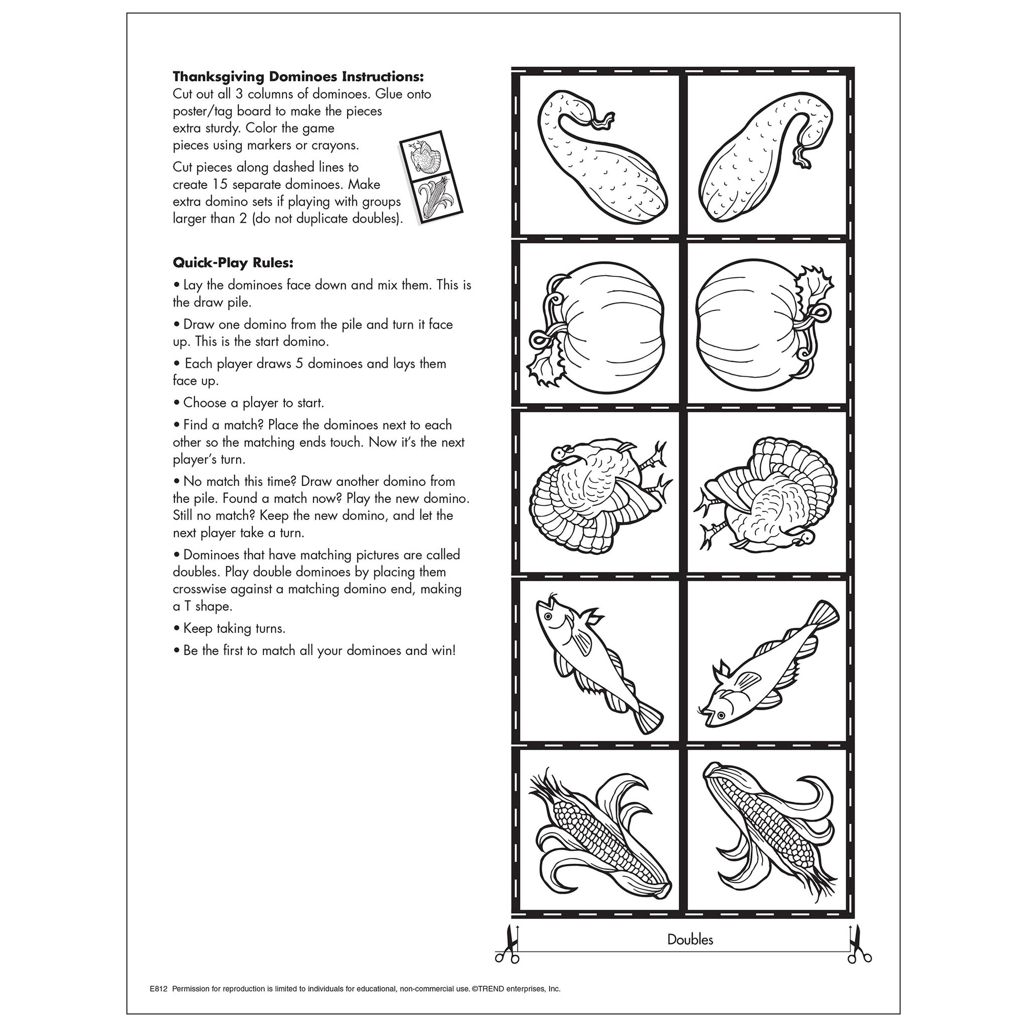 Thanksgiving Domino & Matching Game Free Printable — TREND enterprises ...
