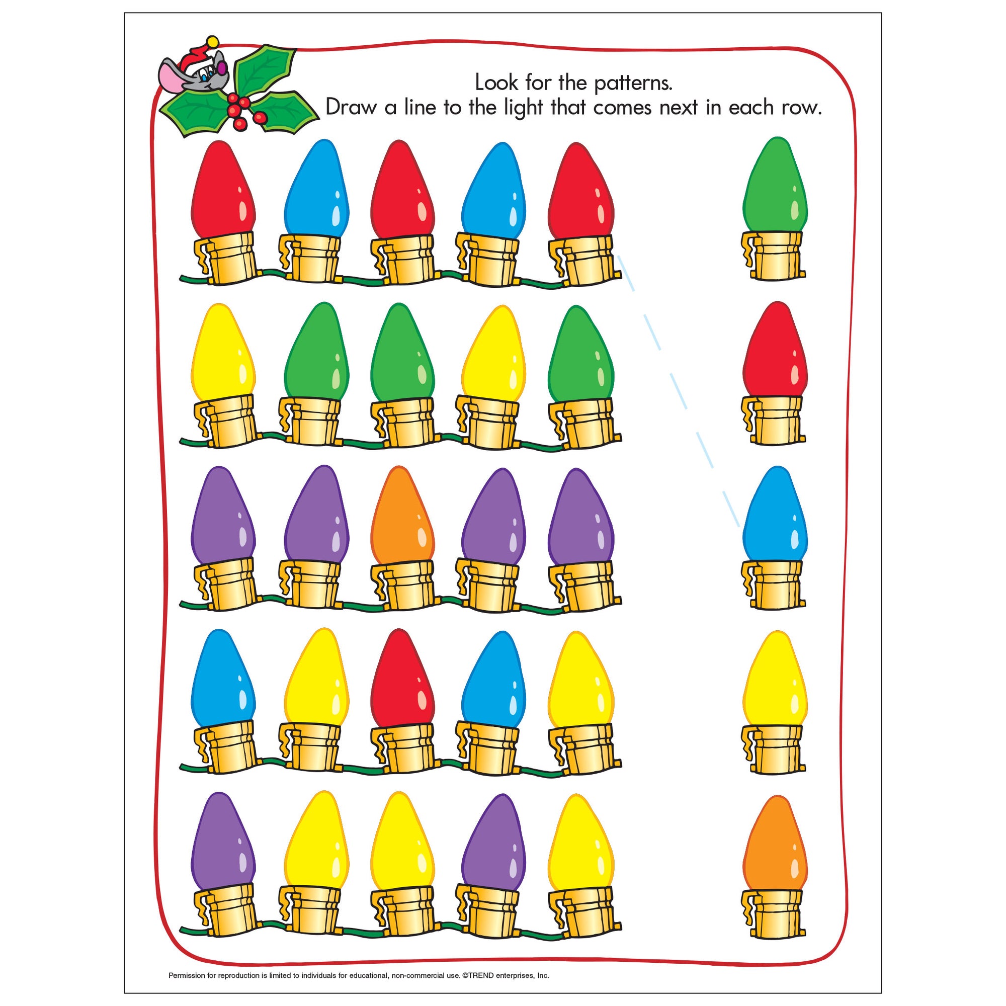 Winter Holiday Lights Color Patterns Free Printable — TREND enterprises ...