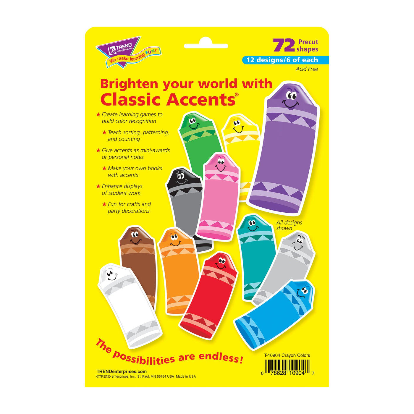 Big Crayons TREND Crayon Colors Classic Accents Variety Pack, 72 Per ...