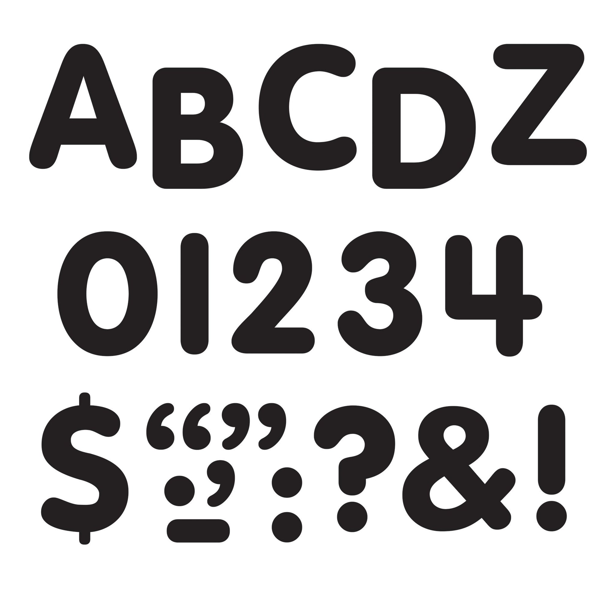 STICK-EZE® Stick-On Letters Black 1-Inch Letters, Numbers, Marks T1785 ...