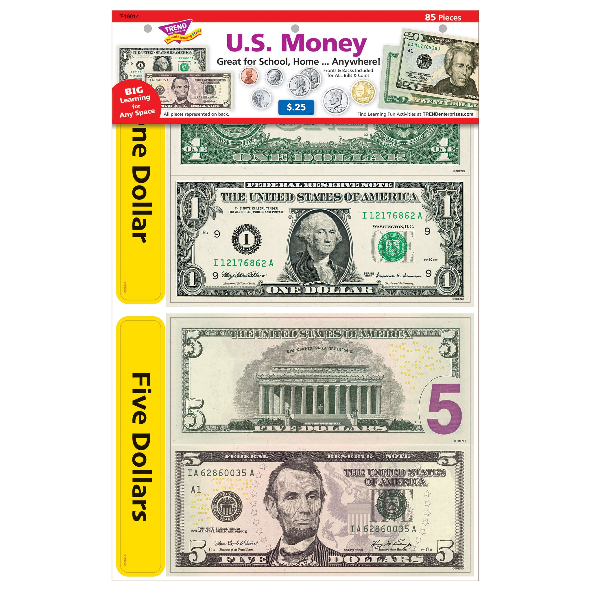 U.S. Money Learning Set Coins & Bills Class Decor | TREND enterprises ...
