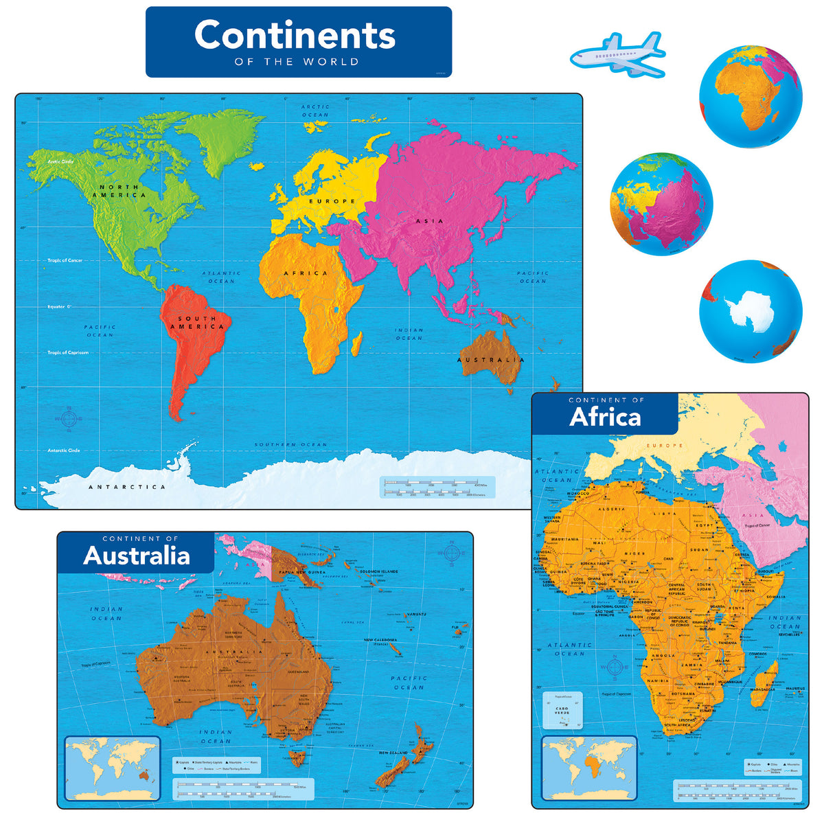 Continents of the World Learning Set Map Decor | TREND enterprises