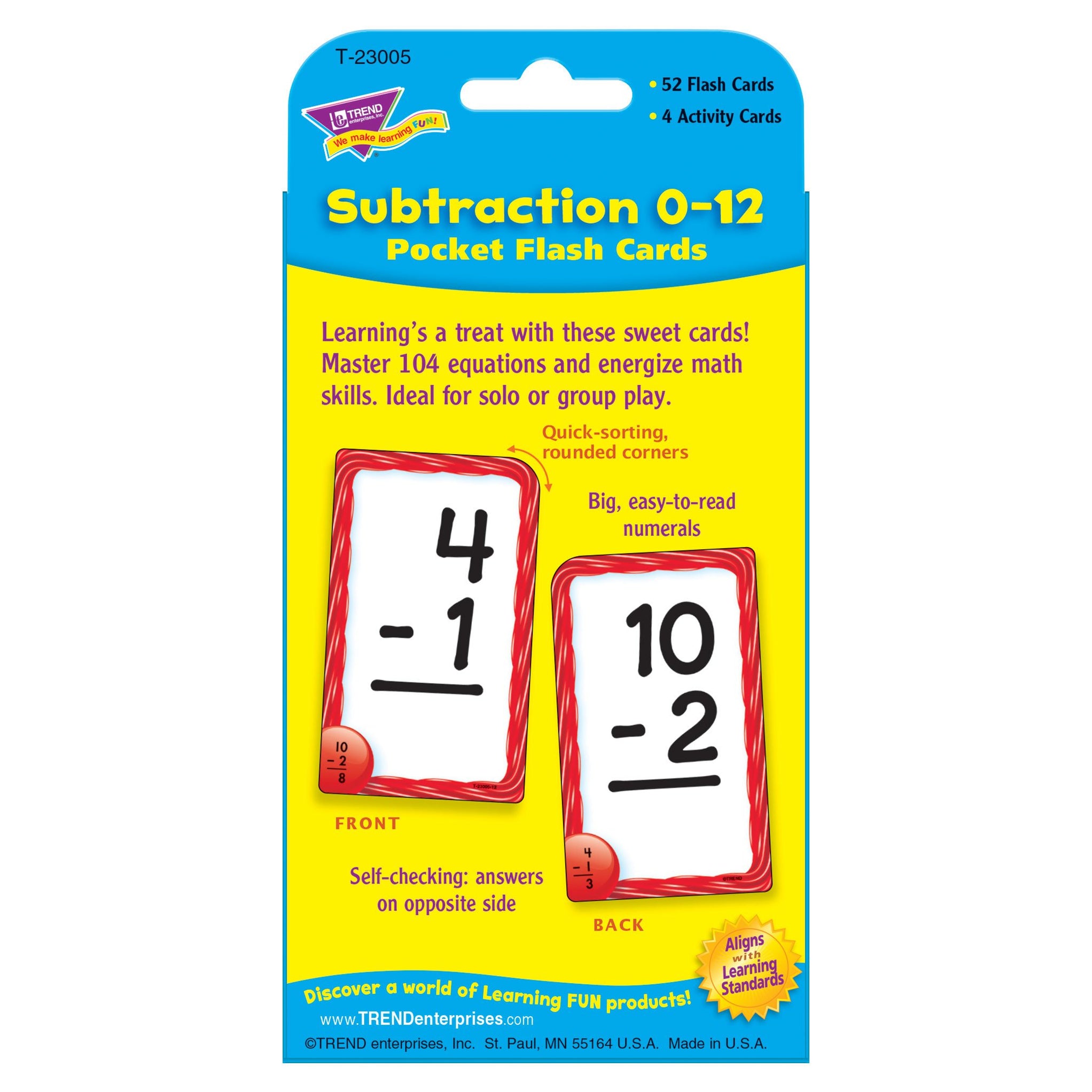 Pocket Flash Cards Subtraction 0-12 T23005 — TREND enterprises