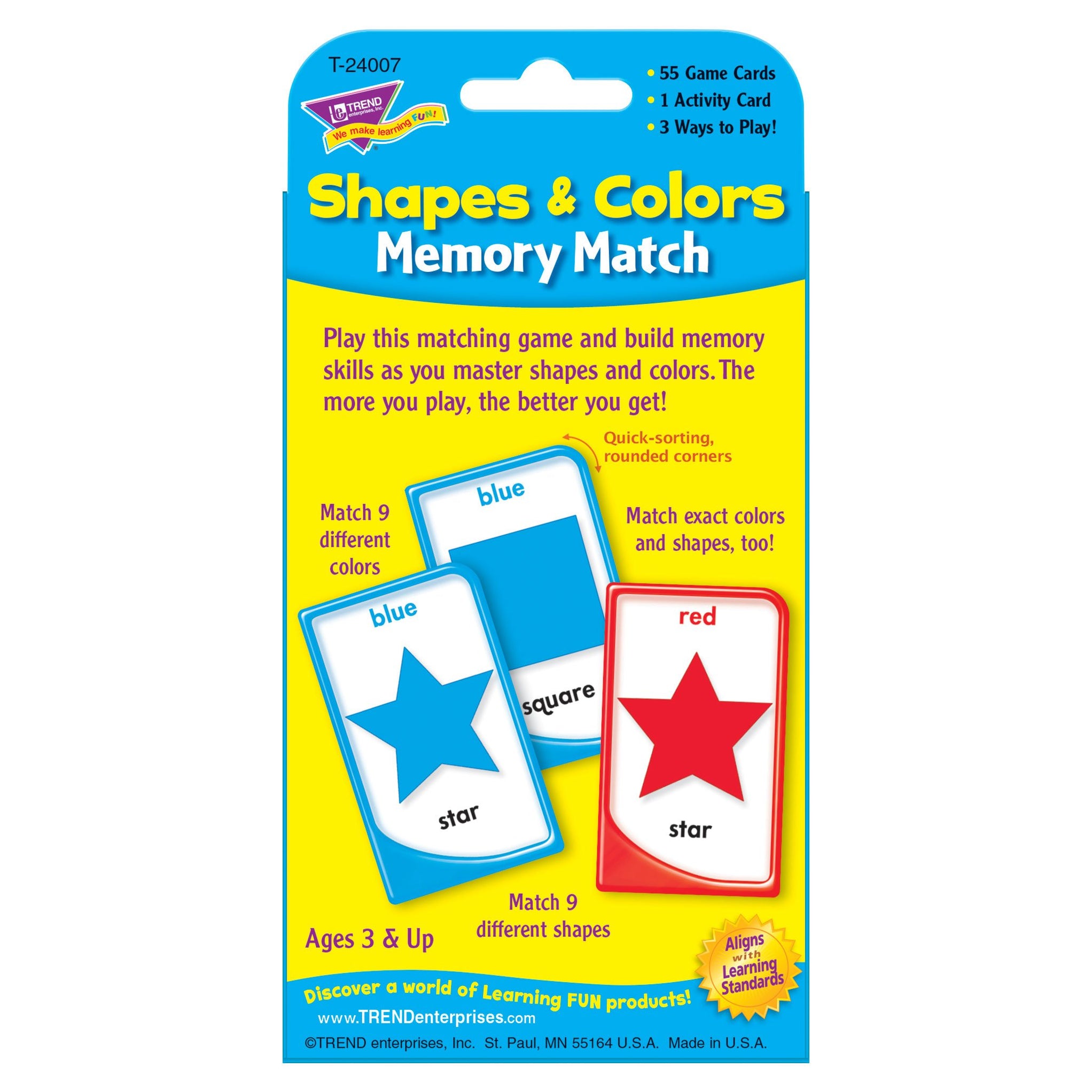 Challenge Cards® Shapes and Colors Memory Match T24007 — TREND ...