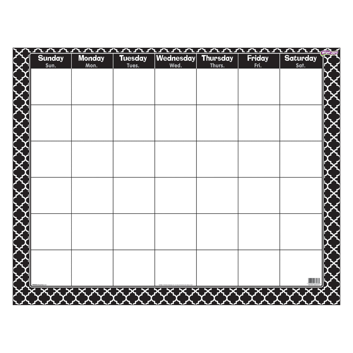 Wipe-Off® Calendar – Monthly Moroccan Black T27023 — TREND enterprises ...