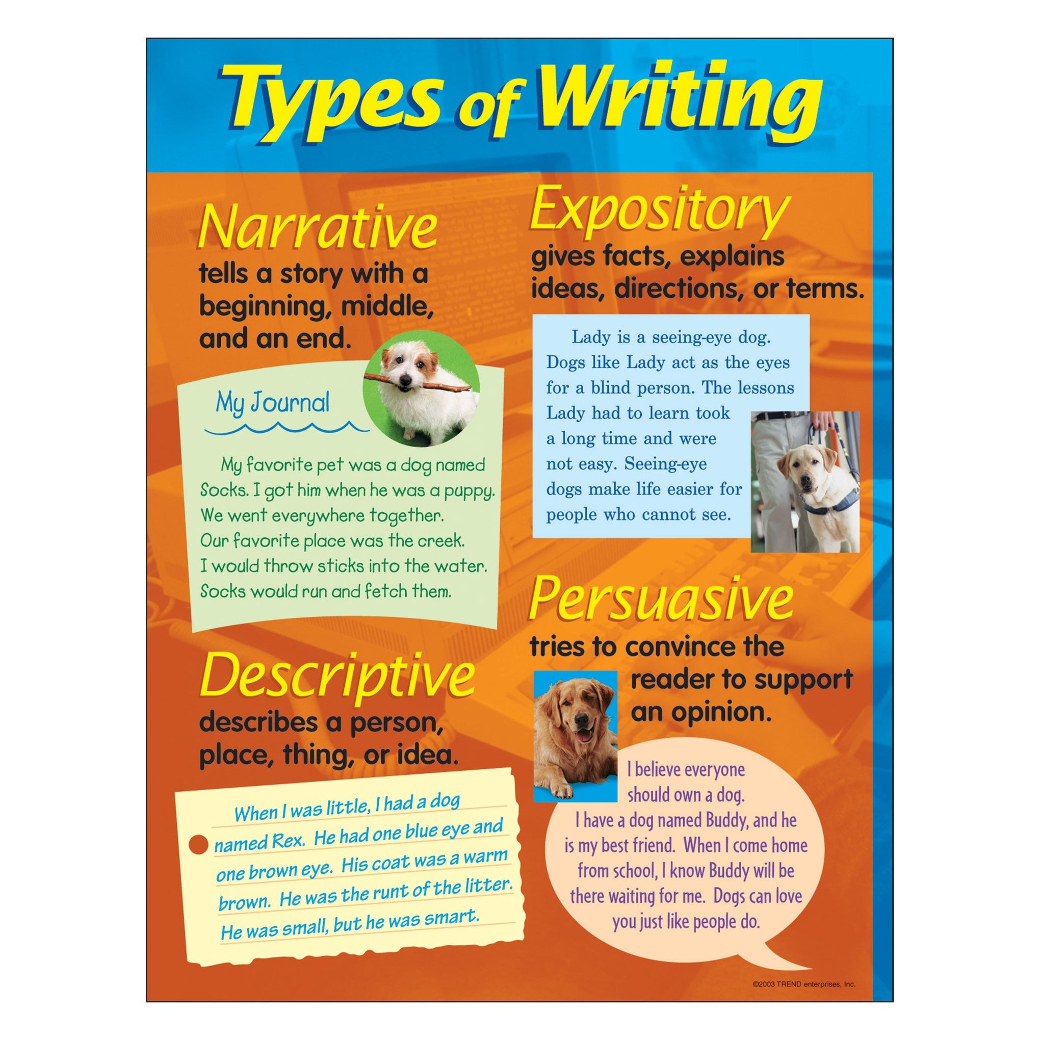 Learning Chart Types of Writing T38128 — TREND enterprises