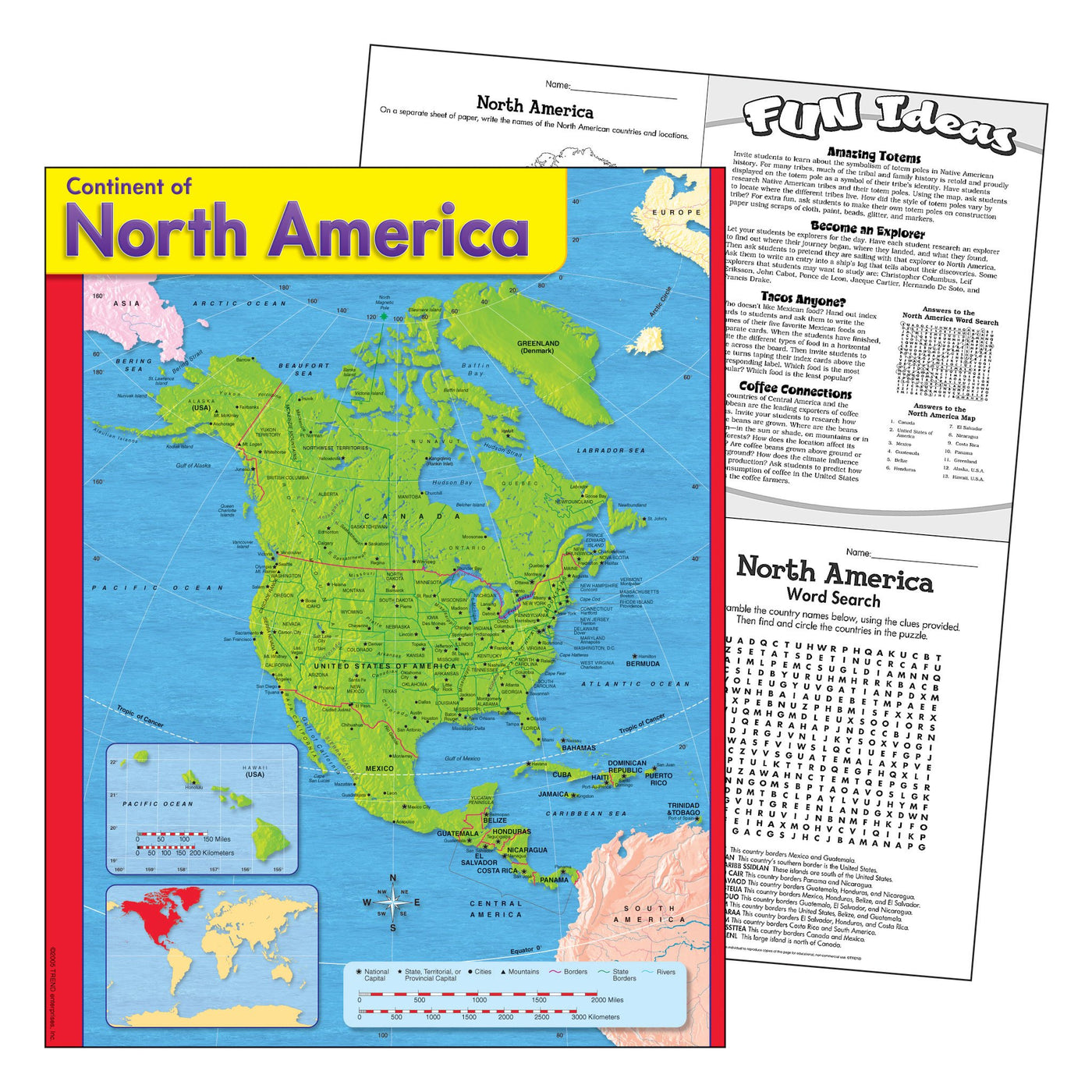 Learning Chart Continent of North America T38143 — TREND enterprises