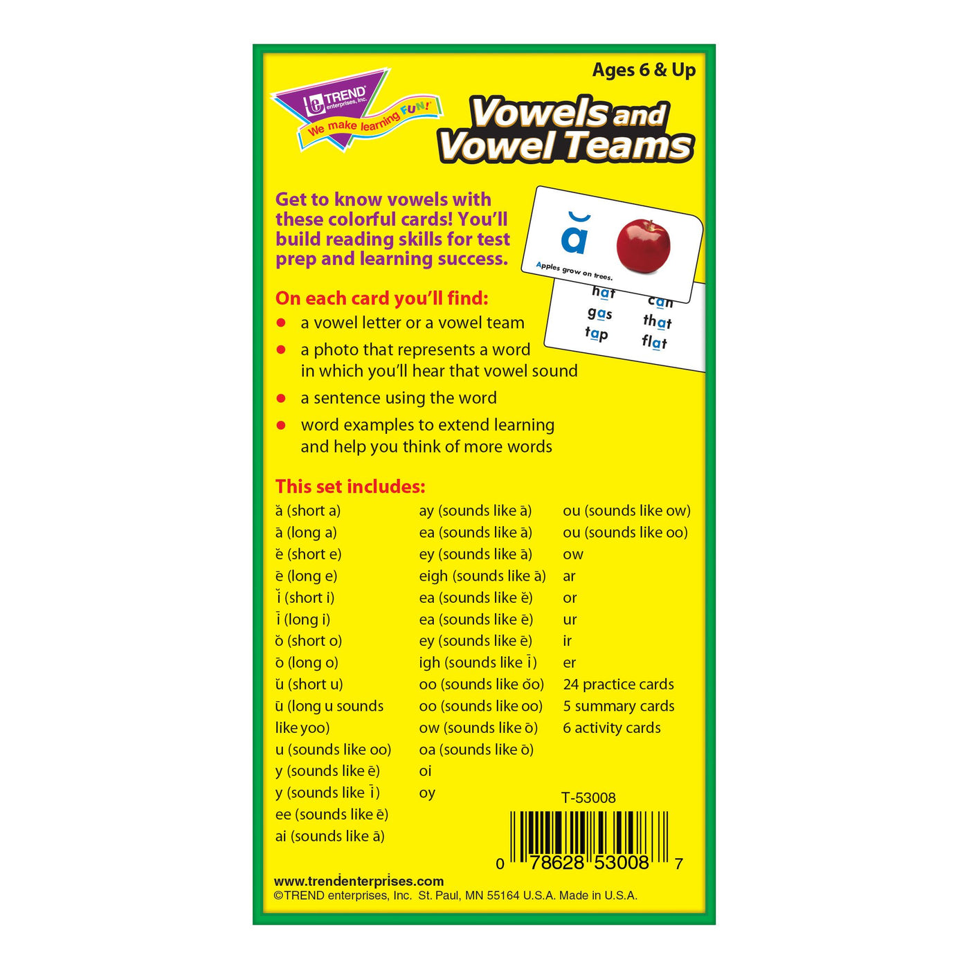 Skill Drill Flash Cards Vowels and Vowel Teams T53008 — TREND ...