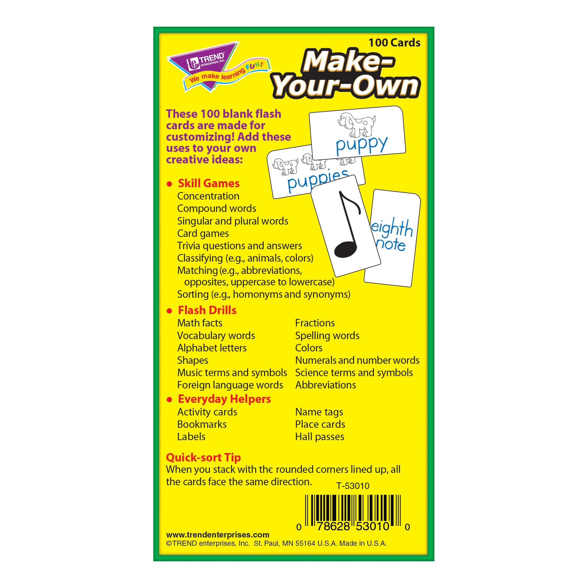 Skill Drill Flash Cards Make-Your-Own T53010 — TREND enterprises, Inc.