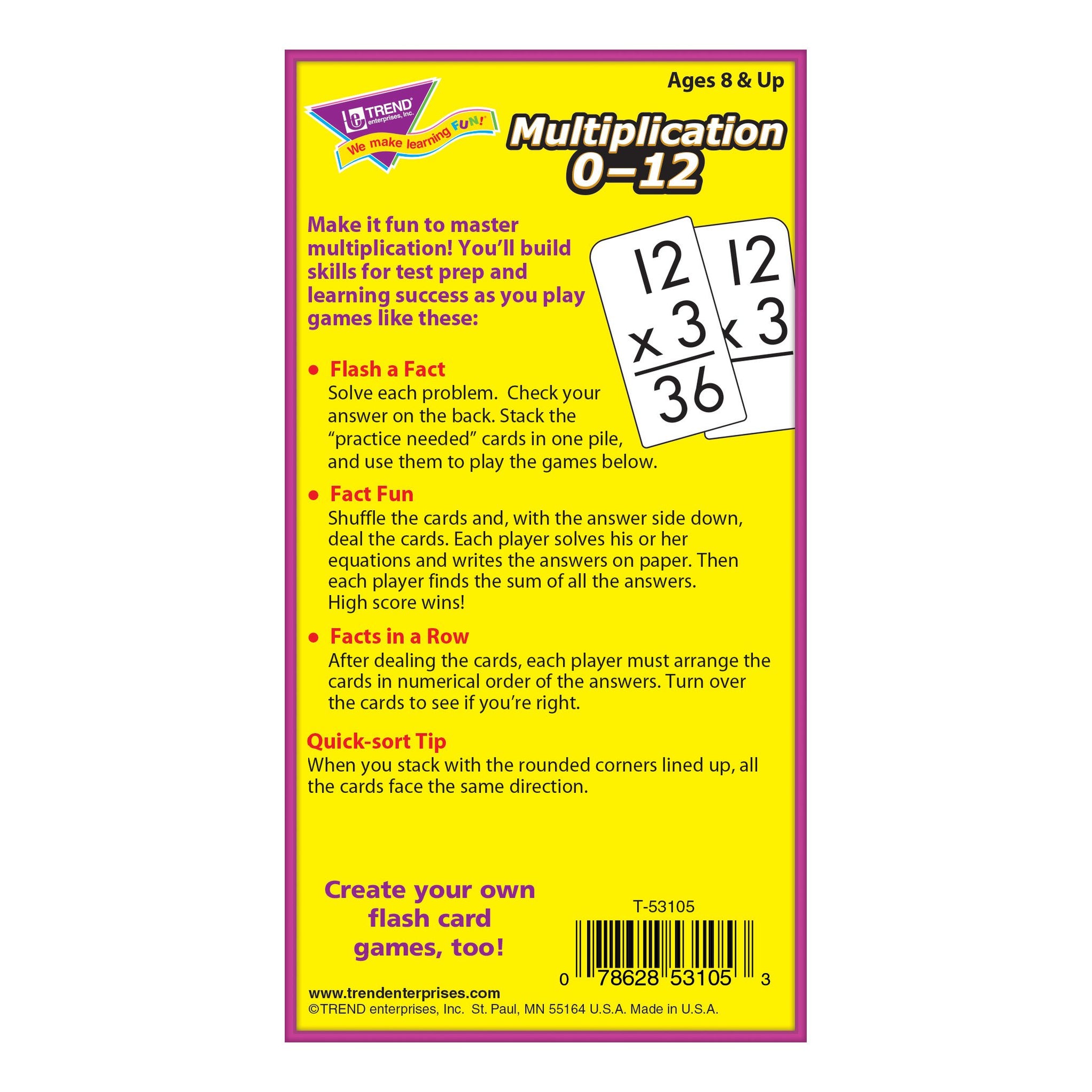 Skill Drill Flash Cards Multiplication 0-12 T53105 — TREND enterprises