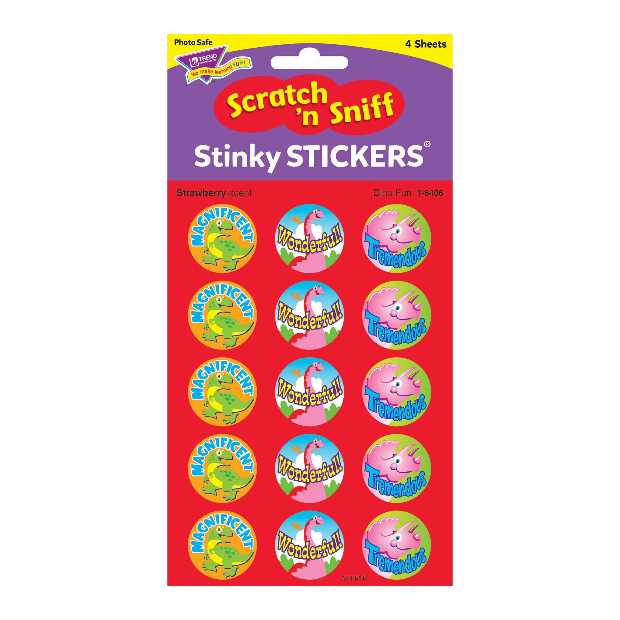 Scratch 'n Sniff Stinky Stickers Dino Fun, Strawberry scent T6406 ...