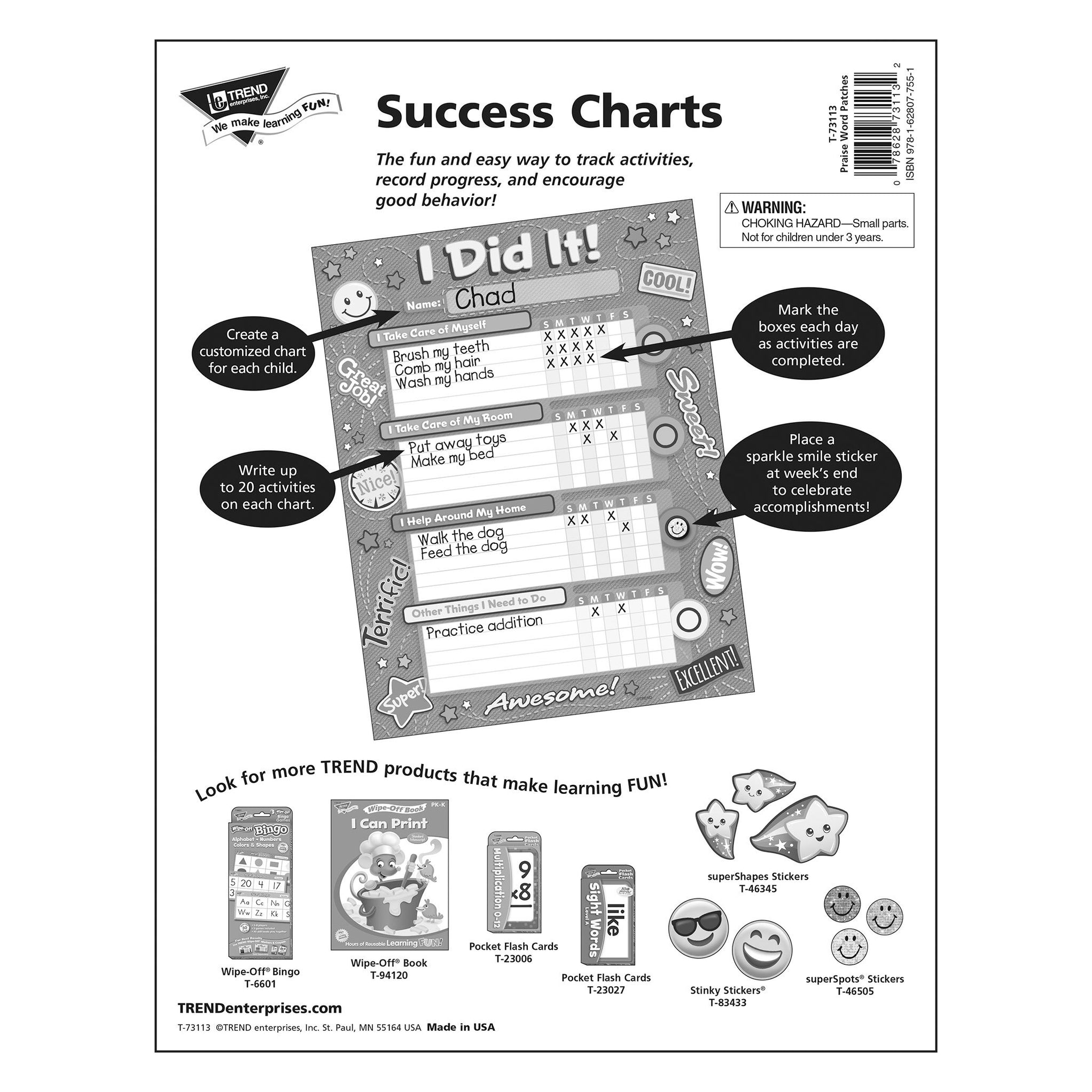 Success Charts-Chore Charts Praise Word Patches T73113 — TREND ...