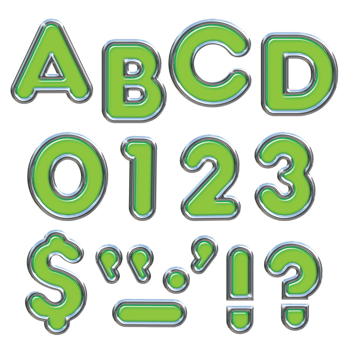 Bulletin Board Letters Ready Letters® Green 4-Inch Colorful Chrome ...