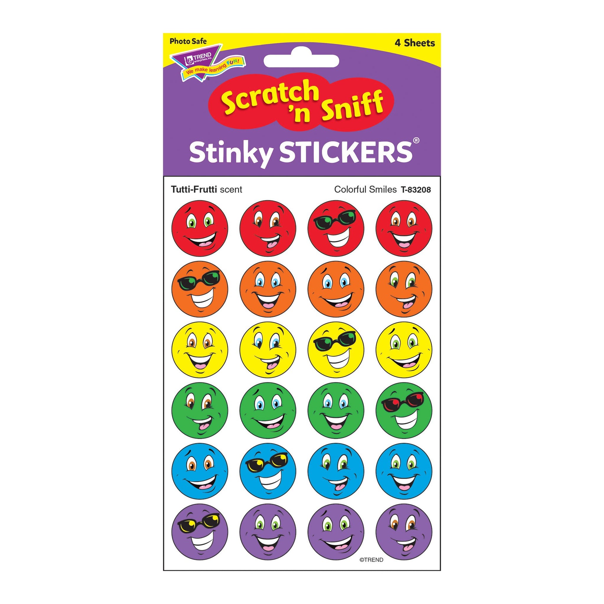 Scratch-Sniff Stinky Stickers Colorful Smiles Tutti-Frutti scent T83208 ...