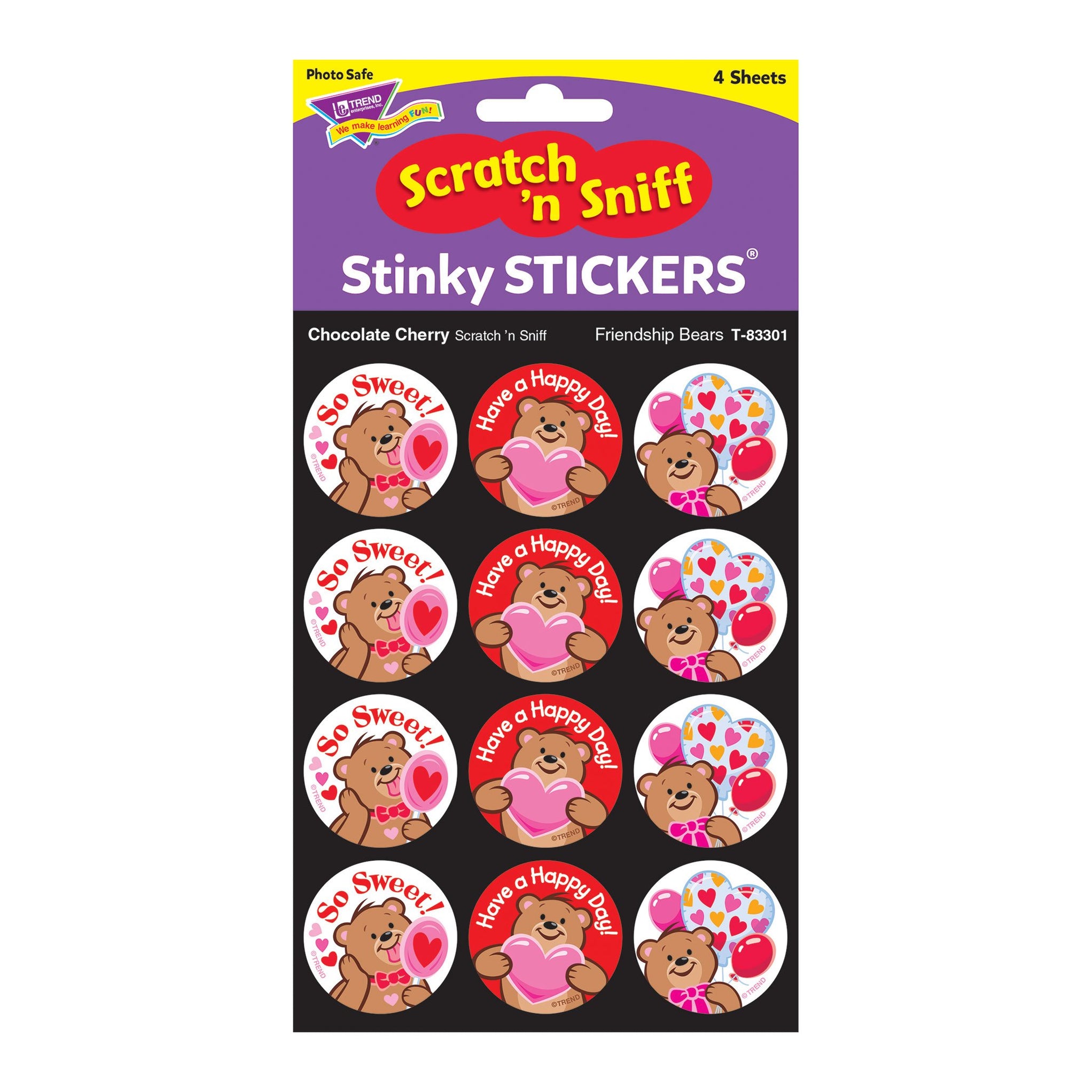 Scratch-Sniff Stinky Stickers Friendship Bears, Choco-Cherry T83301 ...