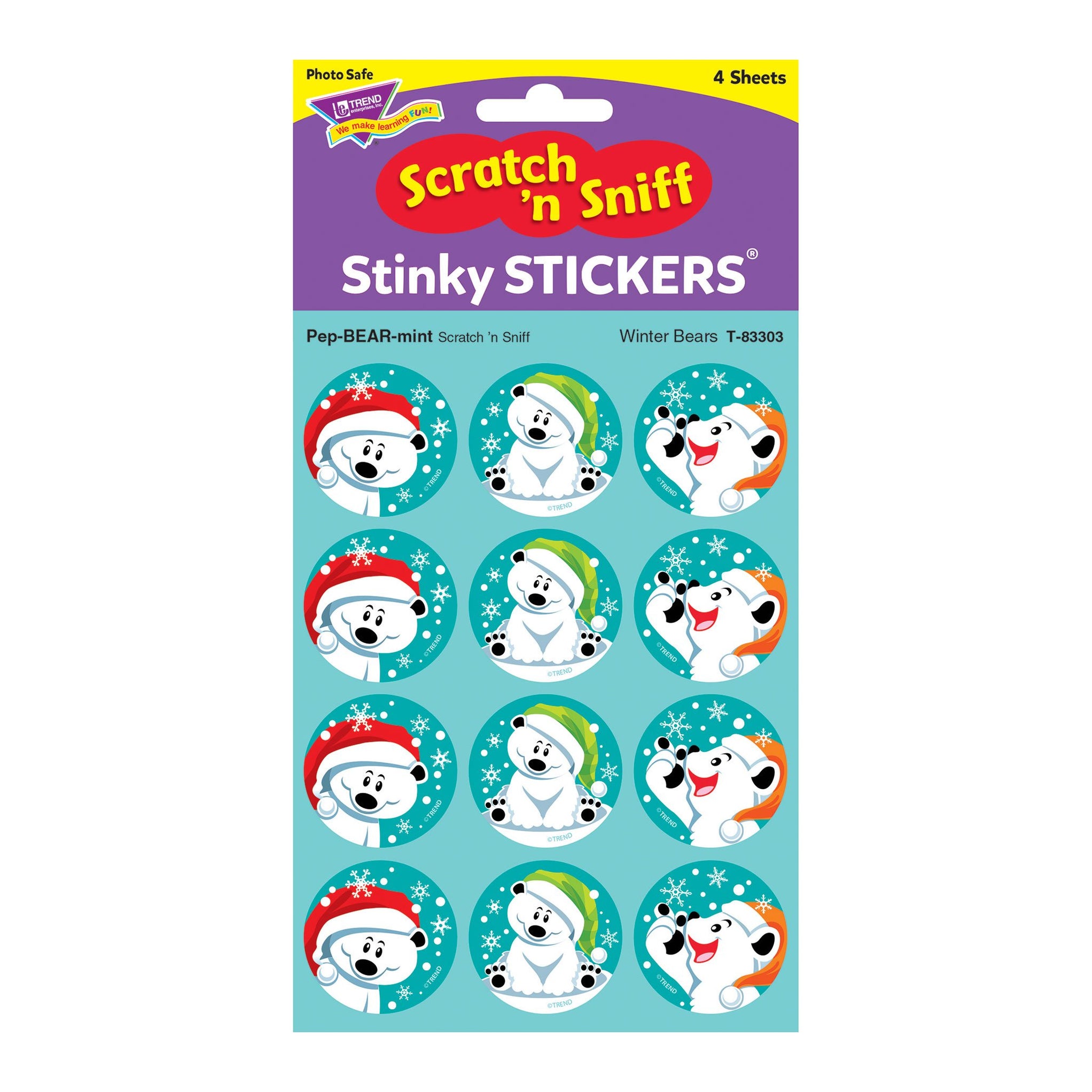 Scratch-Sniff Stinky Stickers Winter Bears, Pep-BEAR-mint scent T83303 ...