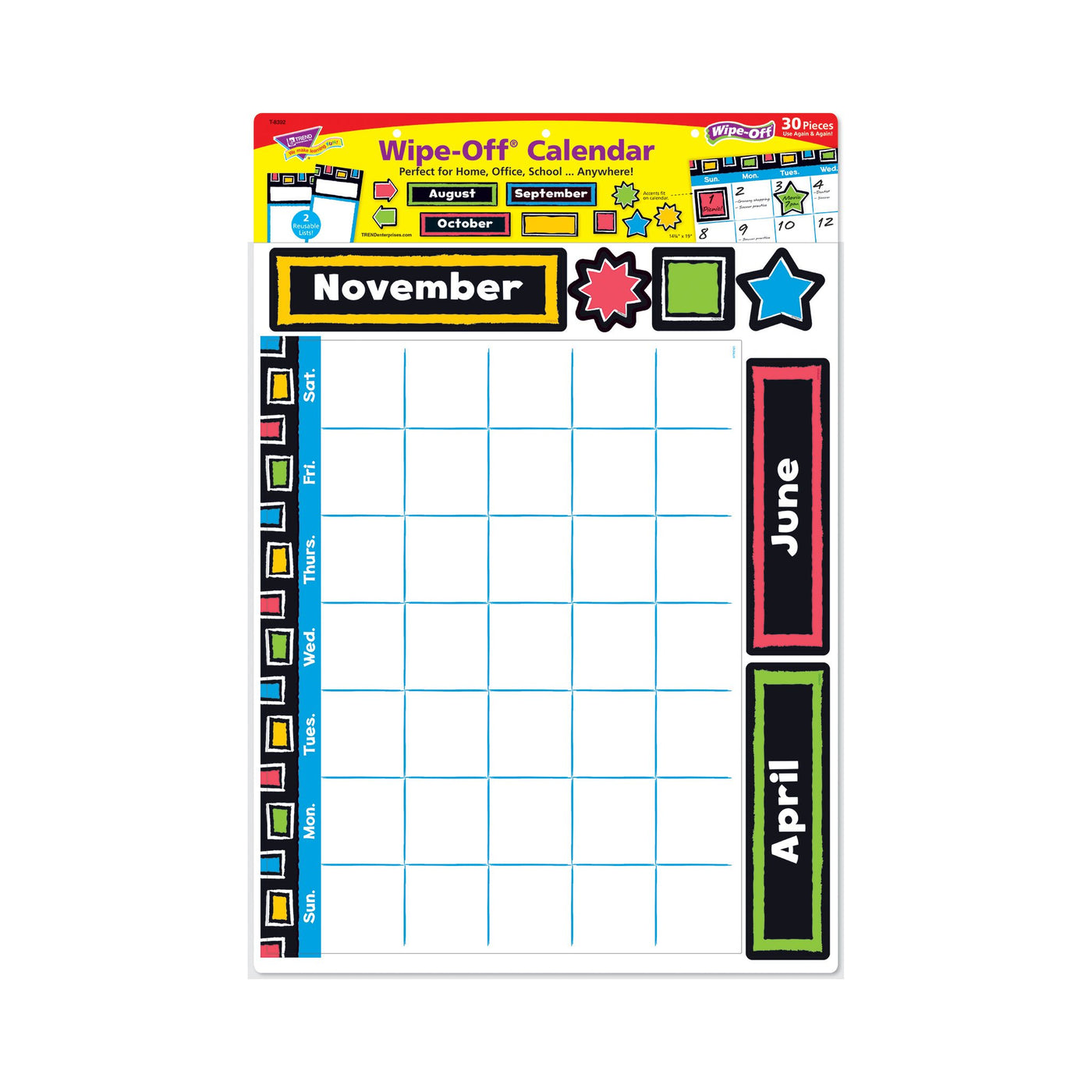 Bulletin Board Set Bold Strokes Wipe-Off® Calendar T8392 — TREND ...