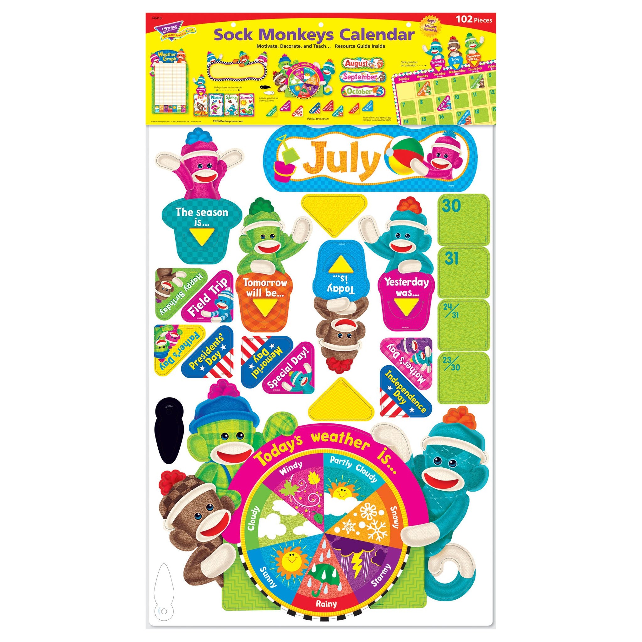 Bulletin Board Set Sock Monkeys Calendar T8416 — TREND enterprises, Inc.