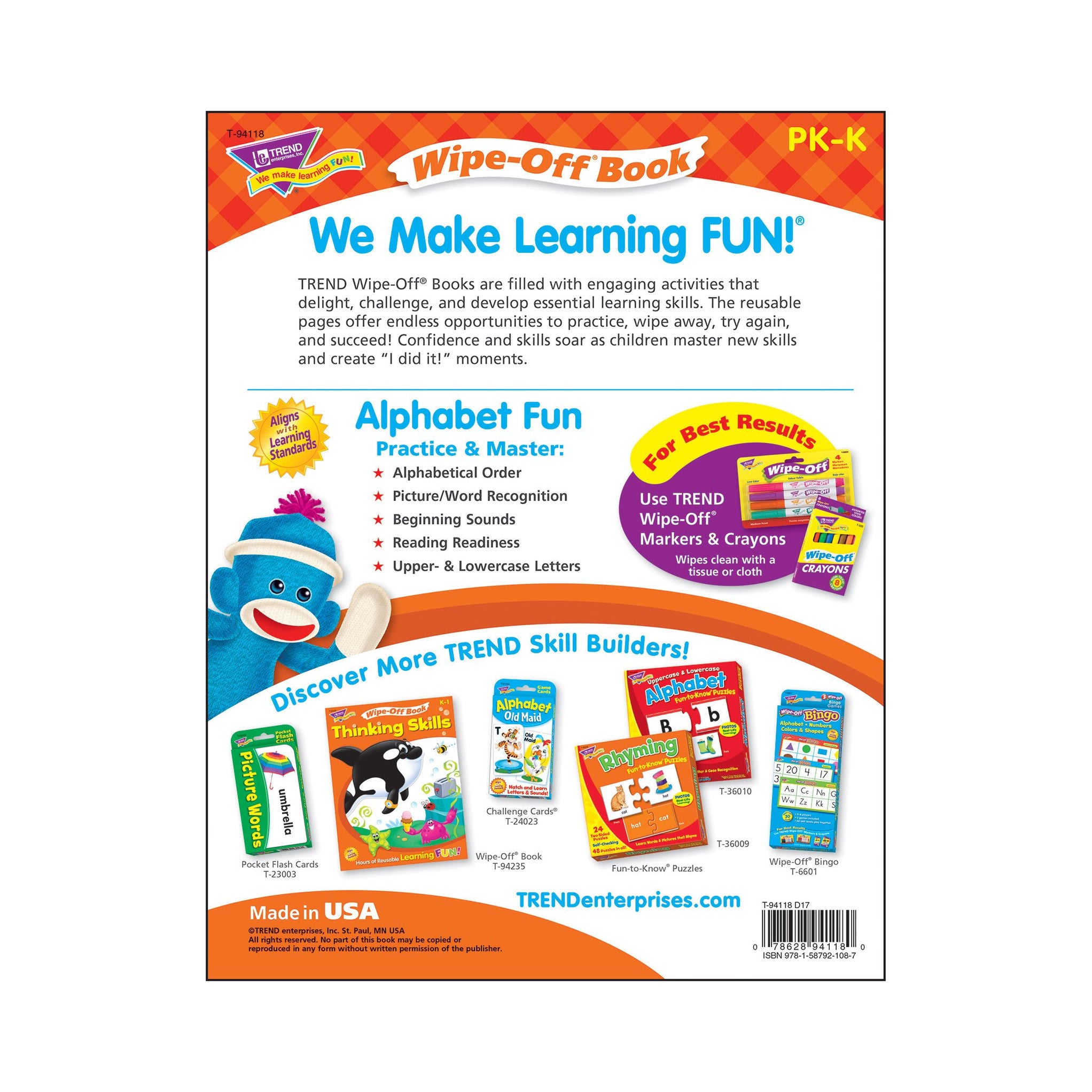 Wipe-Off® Book Alphabet Fun Sock Monkeys T94118 — TREND enterprises, Inc.