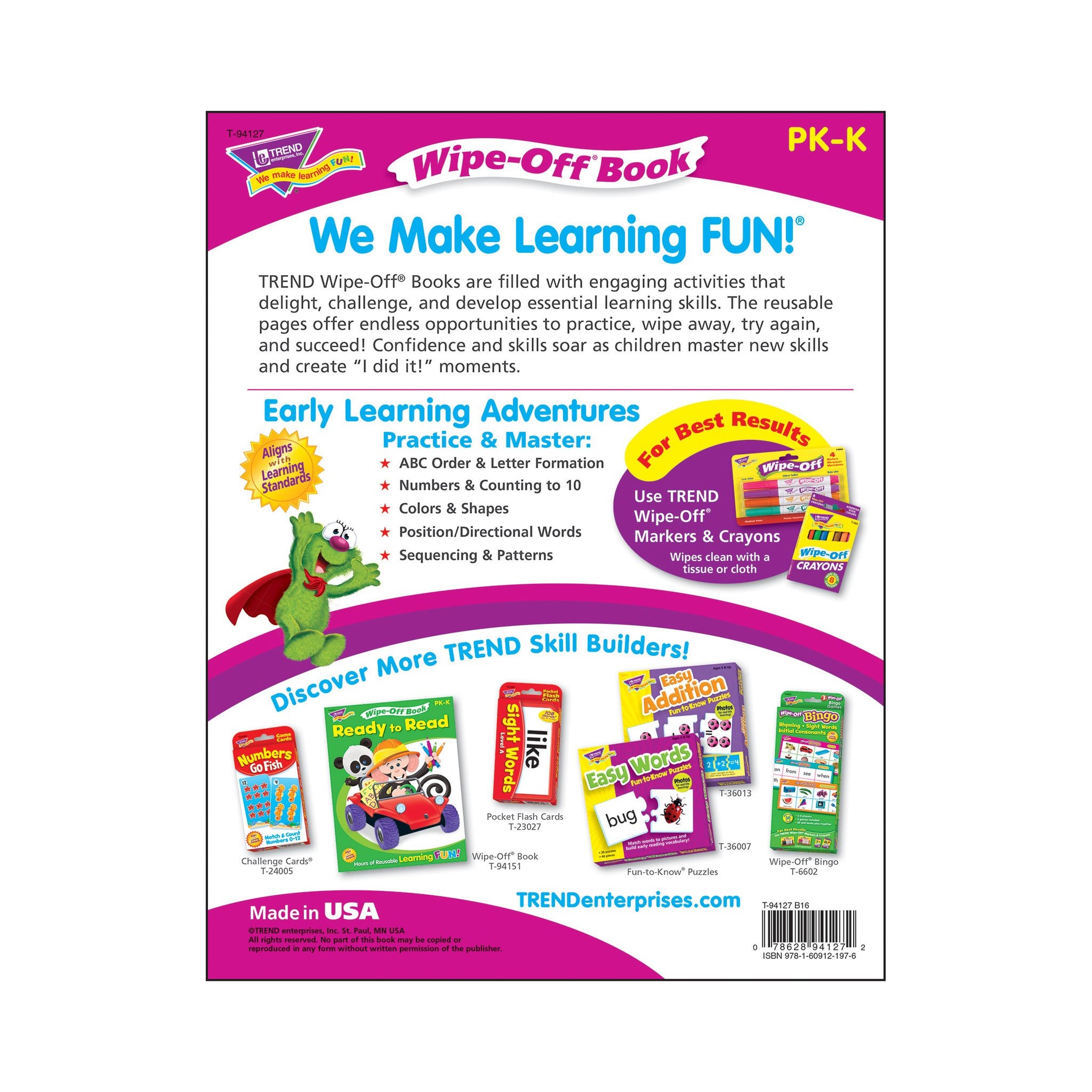 Wipe-Off® Book Get Ready for Kindergarten 1 Furry Friends® T94127 ...